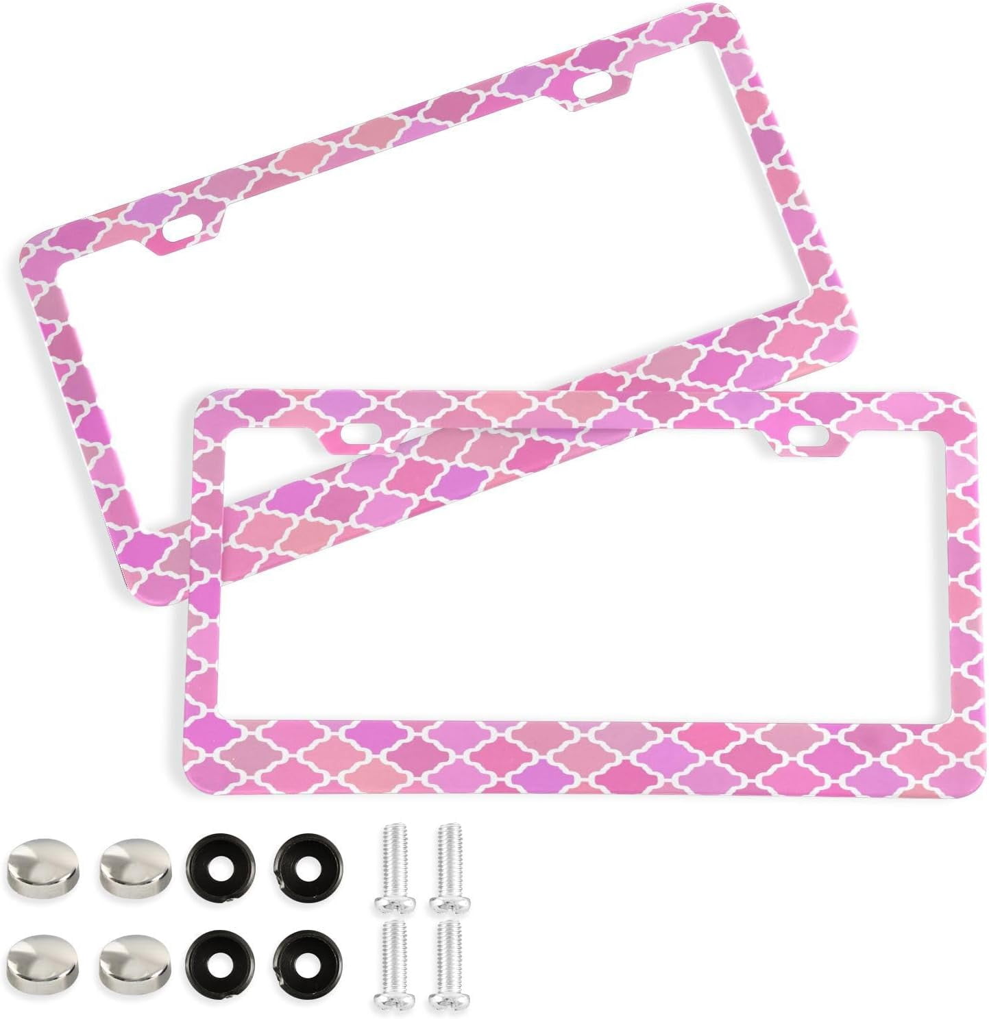 GZHJMY Geometric Lattice License Plate Frames Set of 2, Universal ...