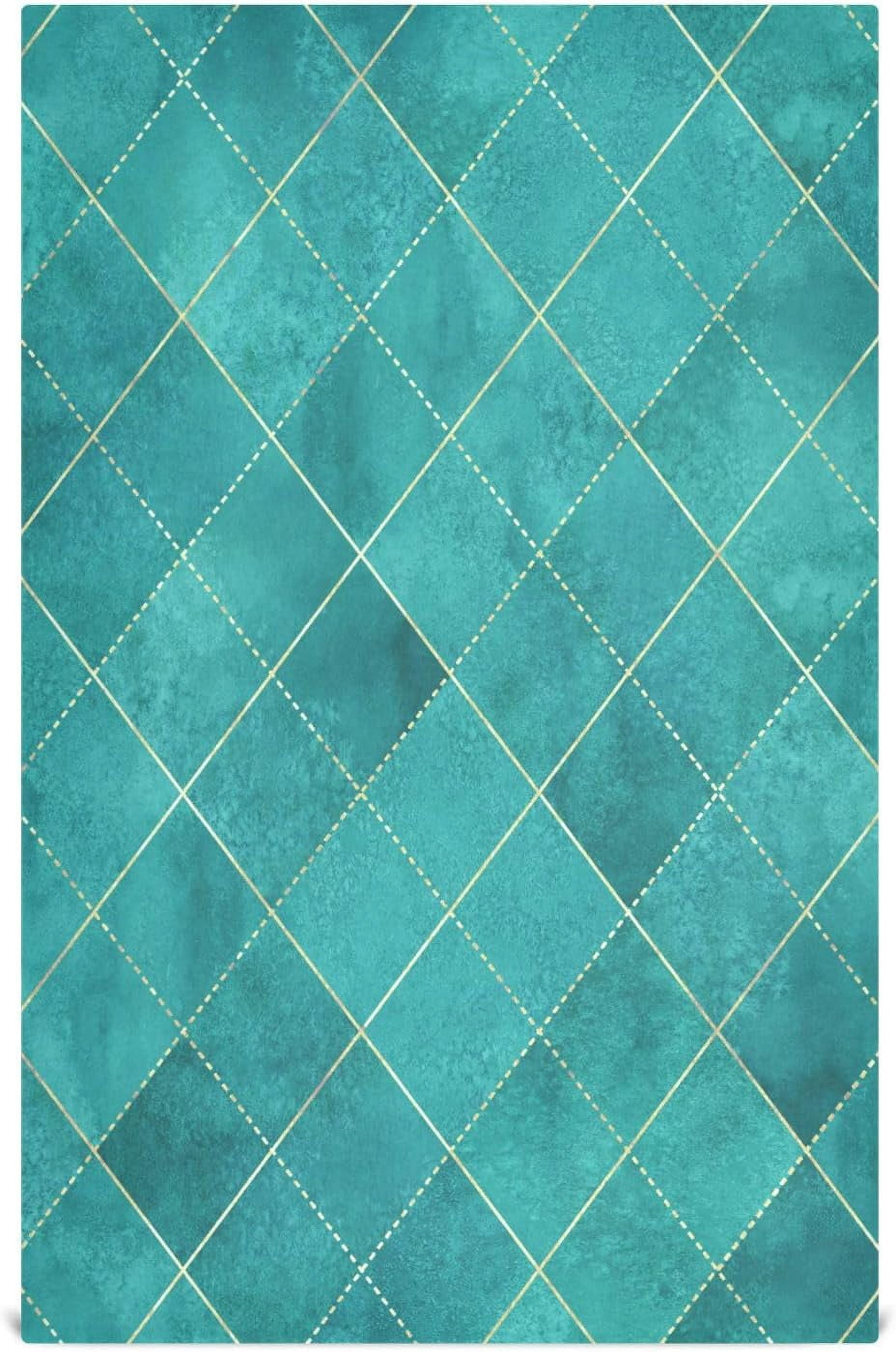 GZHJMY Geometric Teal Turquoise Plaid Kitchen Towel, Dish Towels Quick ...