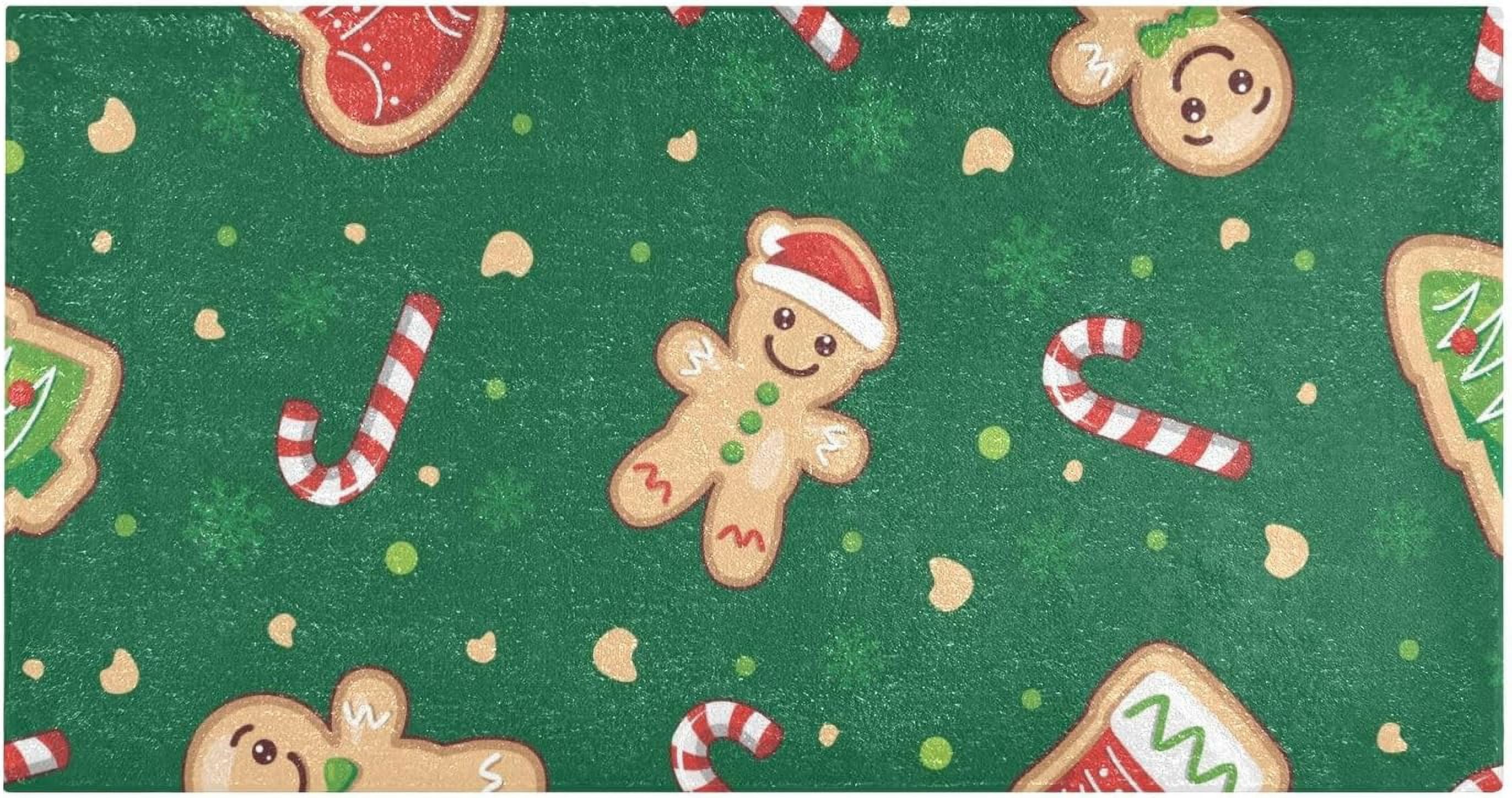 GZHJMY Gingerbread Man Green Bathroom Rugs Bath Mat 39 x 20 Inch Non ...