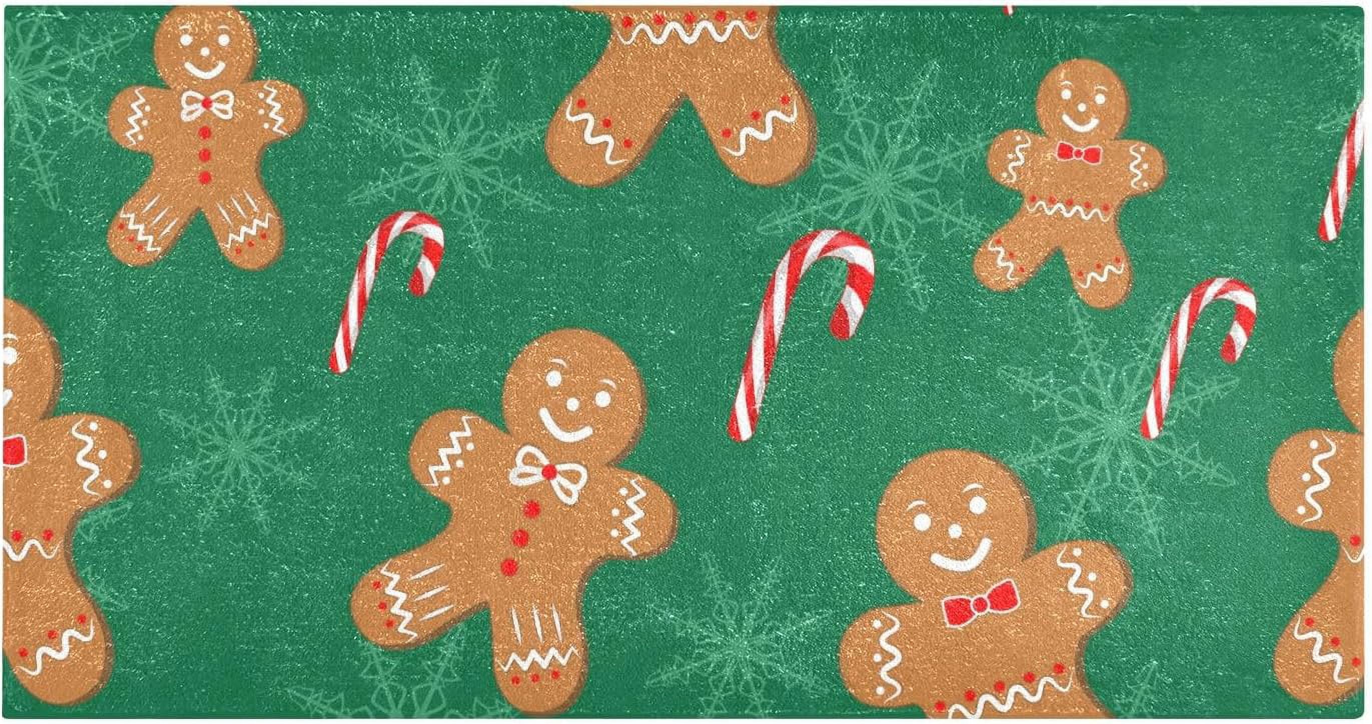 GZHJMY Gingerbread Man Green Bathroom Rugs Bath Mat 39 x 20 Inch Non ...