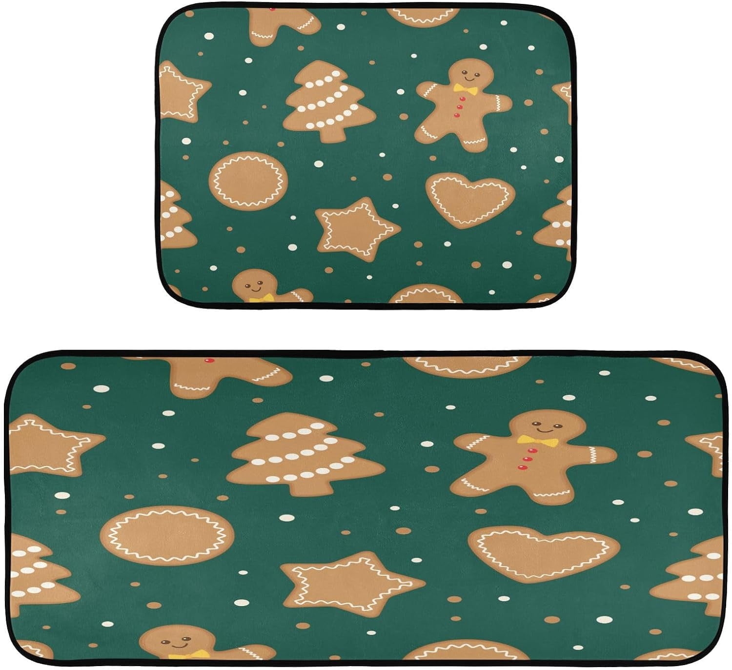 GZHJMY Gingerbread Man Green Kitchen Mat - Cushioned Anti Fatigue ...