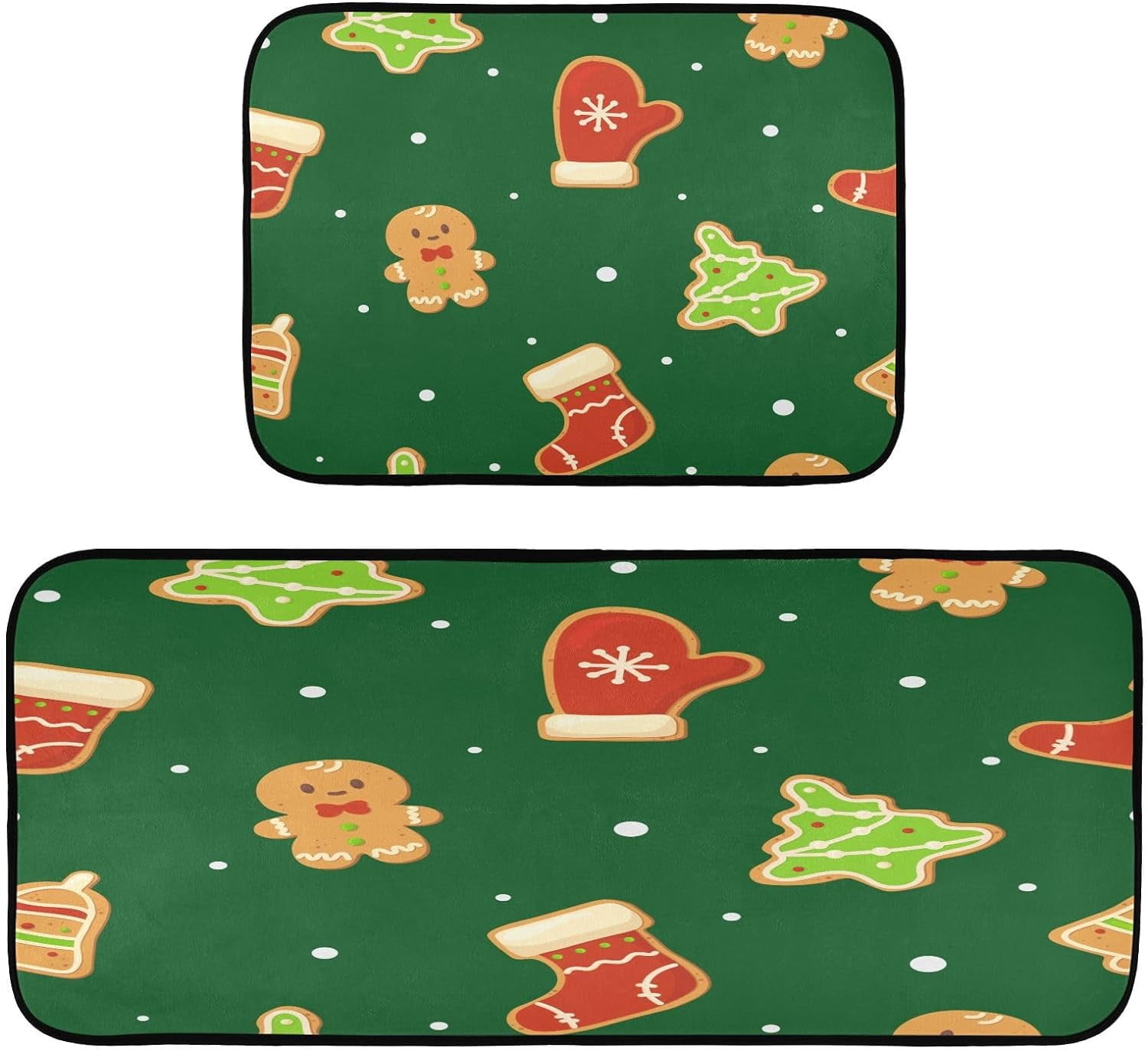 GZHJMY Gingerbread Man Green Kitchen Mat - Cushioned Anti Fatigue ...