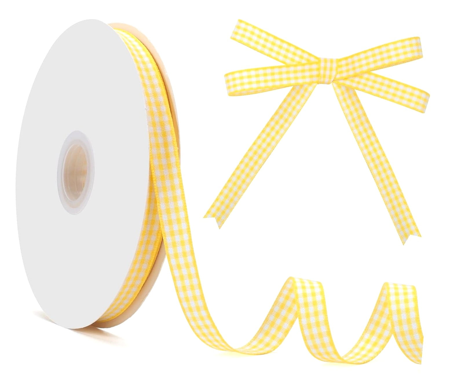 GZHJMY Gingham, Yellow and White Checkered 3/8 Inch 50 Yards, Checker ...