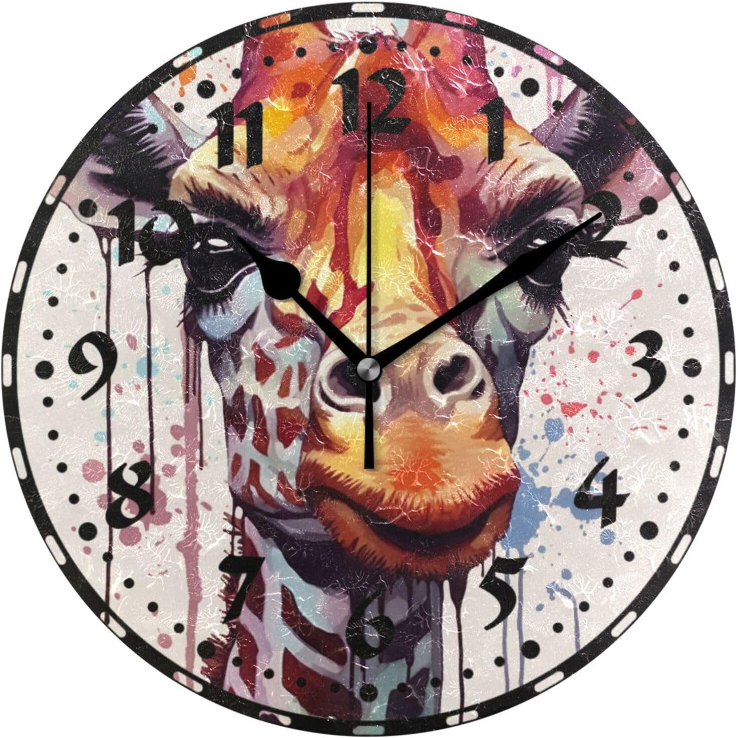 GZHJMY Giraffe Painting Wall Clock, Silent Non Ticking 10 Inch Battery ...