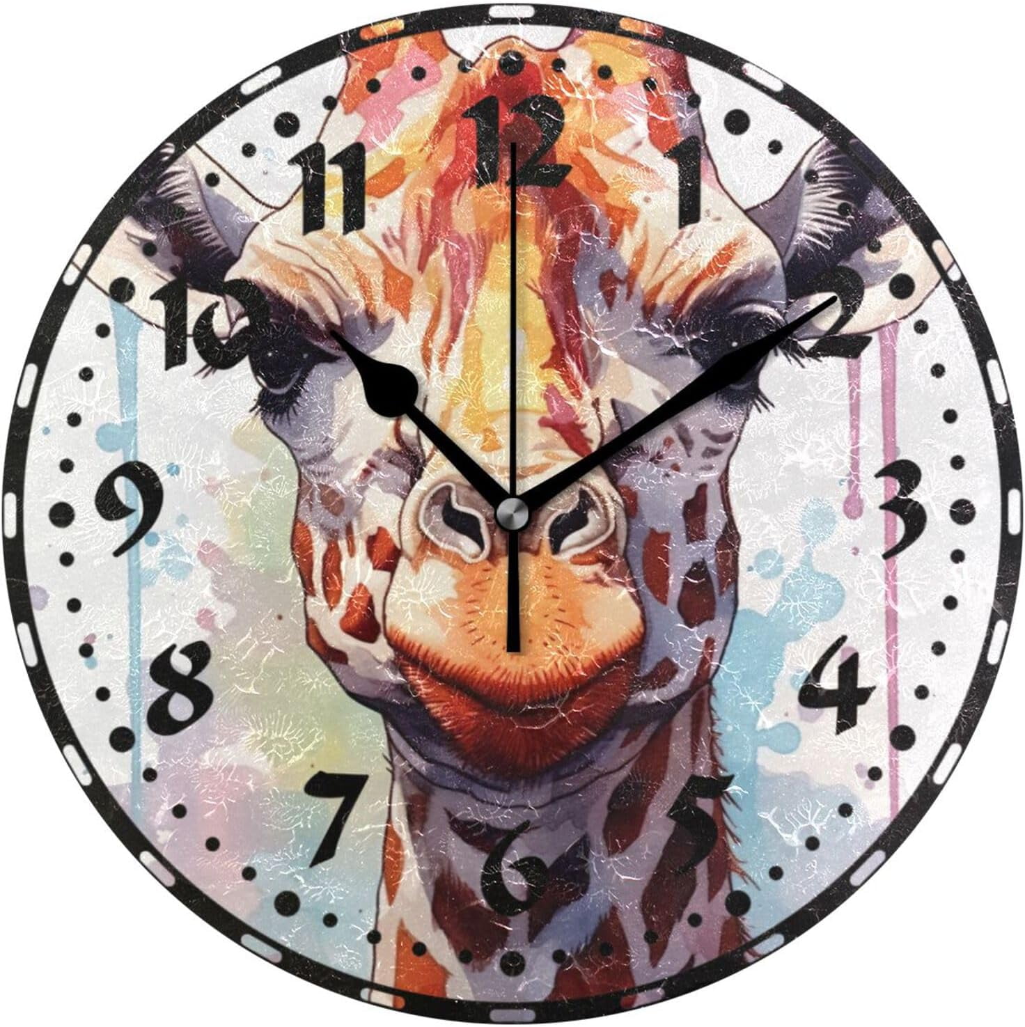 GZHJMY Giraffe Painting Wall Clock, Silent Non Ticking 10 Inch Battery ...