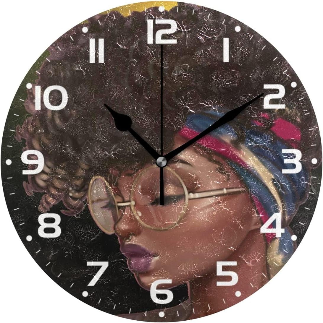 GZHJMY Girls Wall Clock, 10" Silent Non Ticking Round Clock, Oil ...