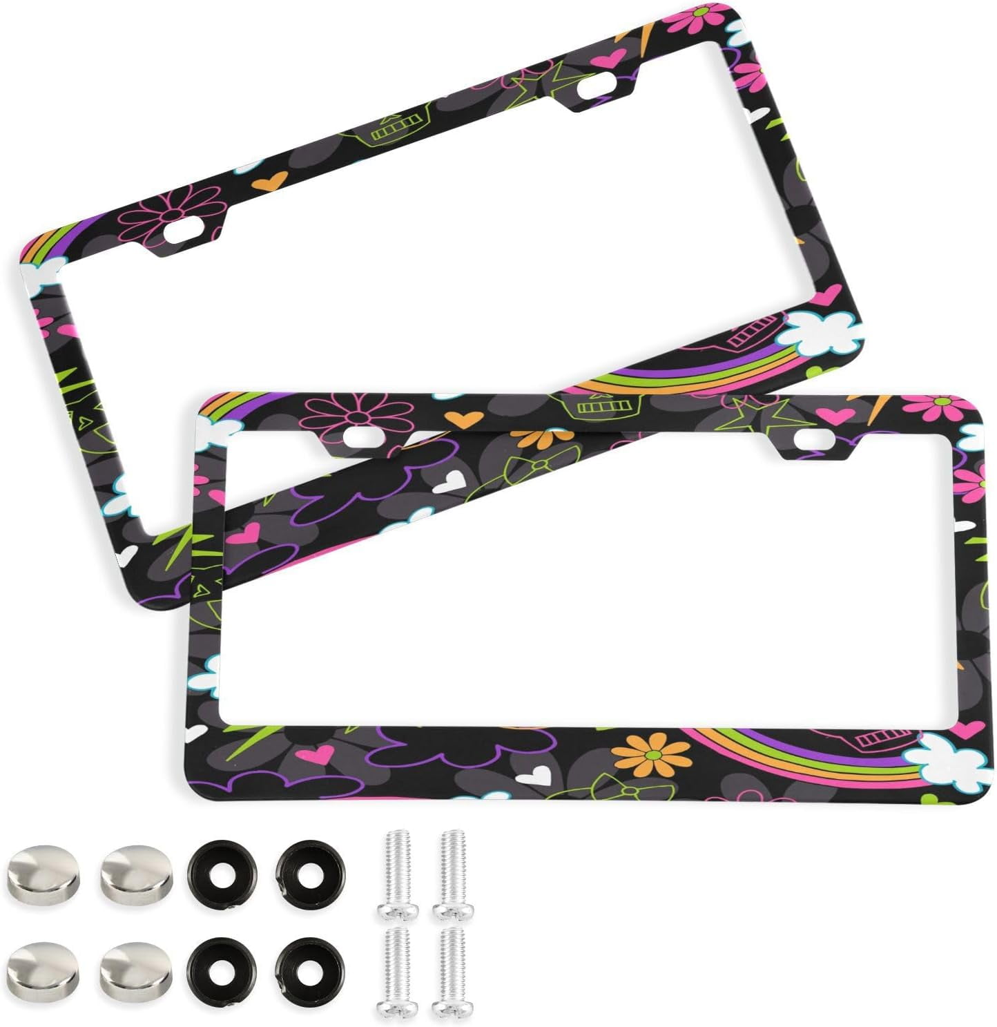 GZHJMY Girly Punk Skulls License Plate Frames Set of 2, Universal ...