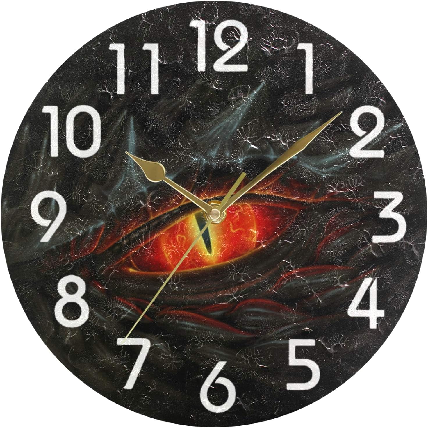 GZHJMY Glowing Red Eye of Black Dragon Round Wall Clock, 9.5 Inch ...