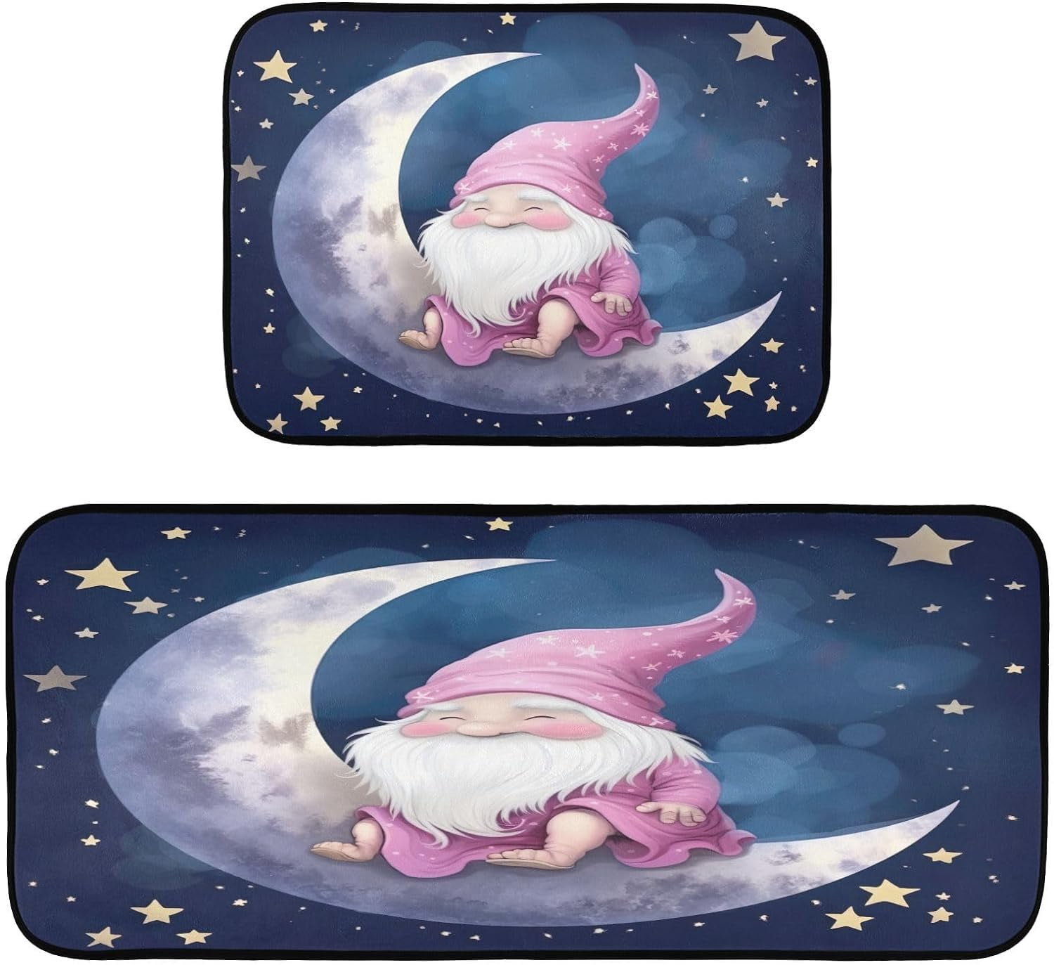 GZHJMY Gnome Moon Kitchen Rug Set of 2 Non Slip Washable Cushioned Anti ...