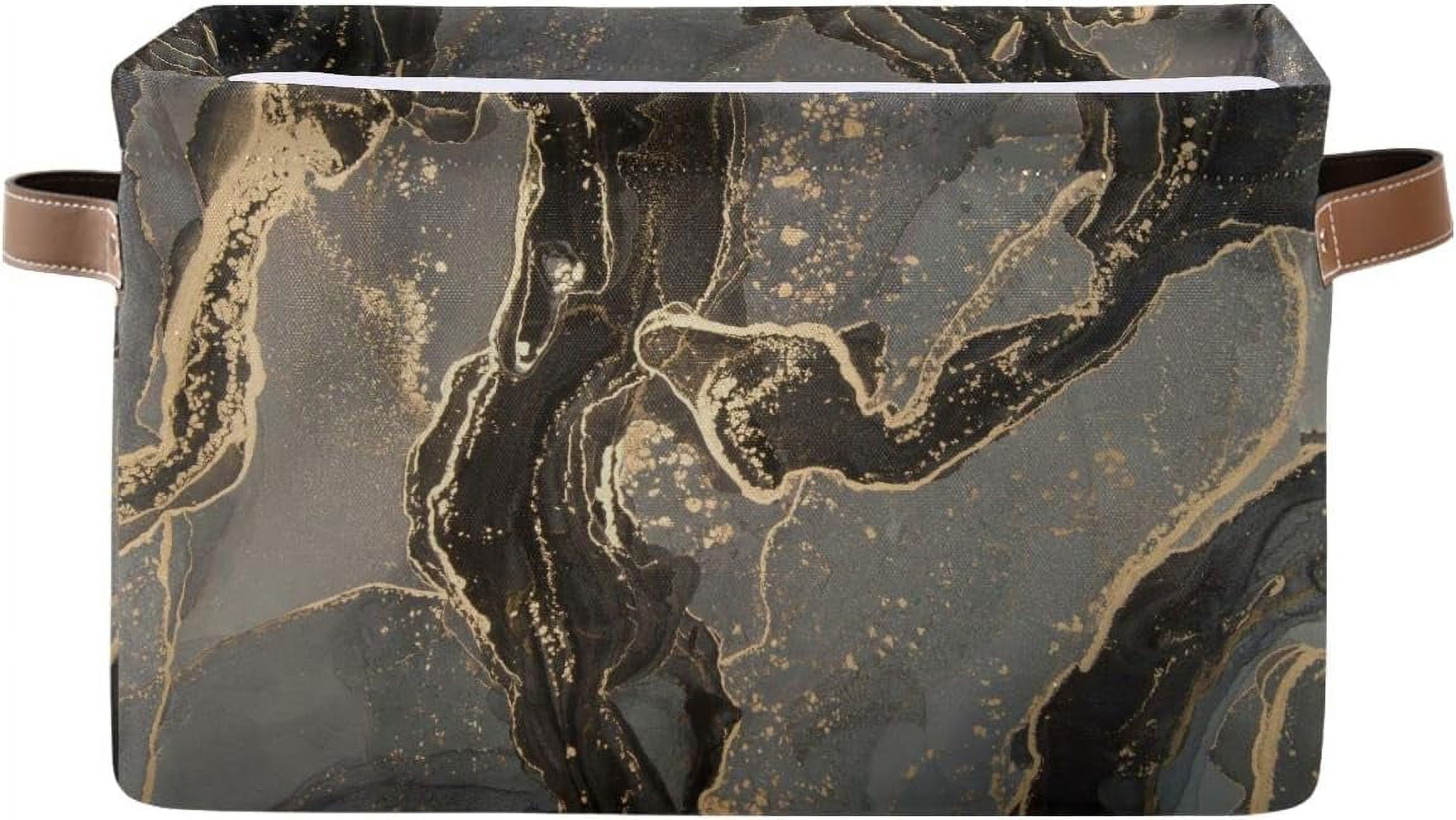 GZHJMY Gold Black Marble Art Square Storage Basket Storage Bins Canvas ...