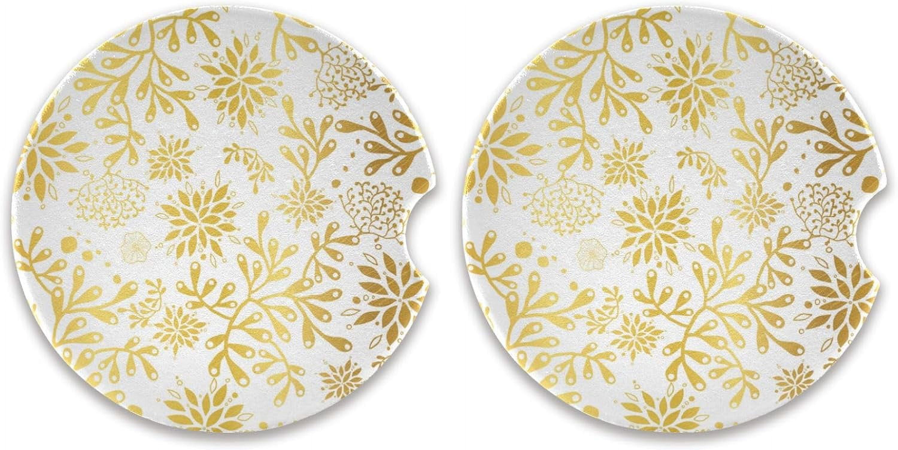 GZHJMY Gold Dahlia Pinnata Flowers Car Coasters, 2 Pack Drinks ...