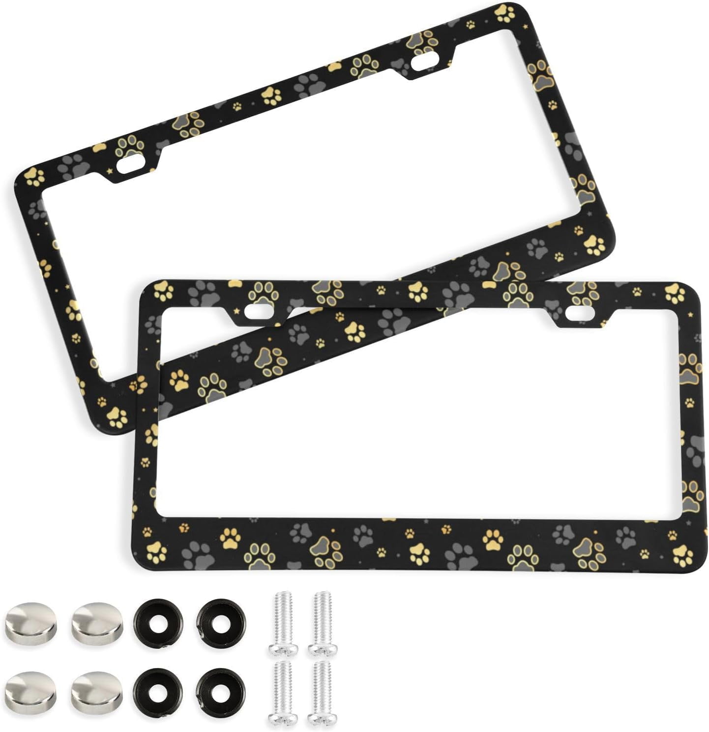 GZHJMY Gold Dog Paw Print Polka Dot License Plate Frames for Women Men ...