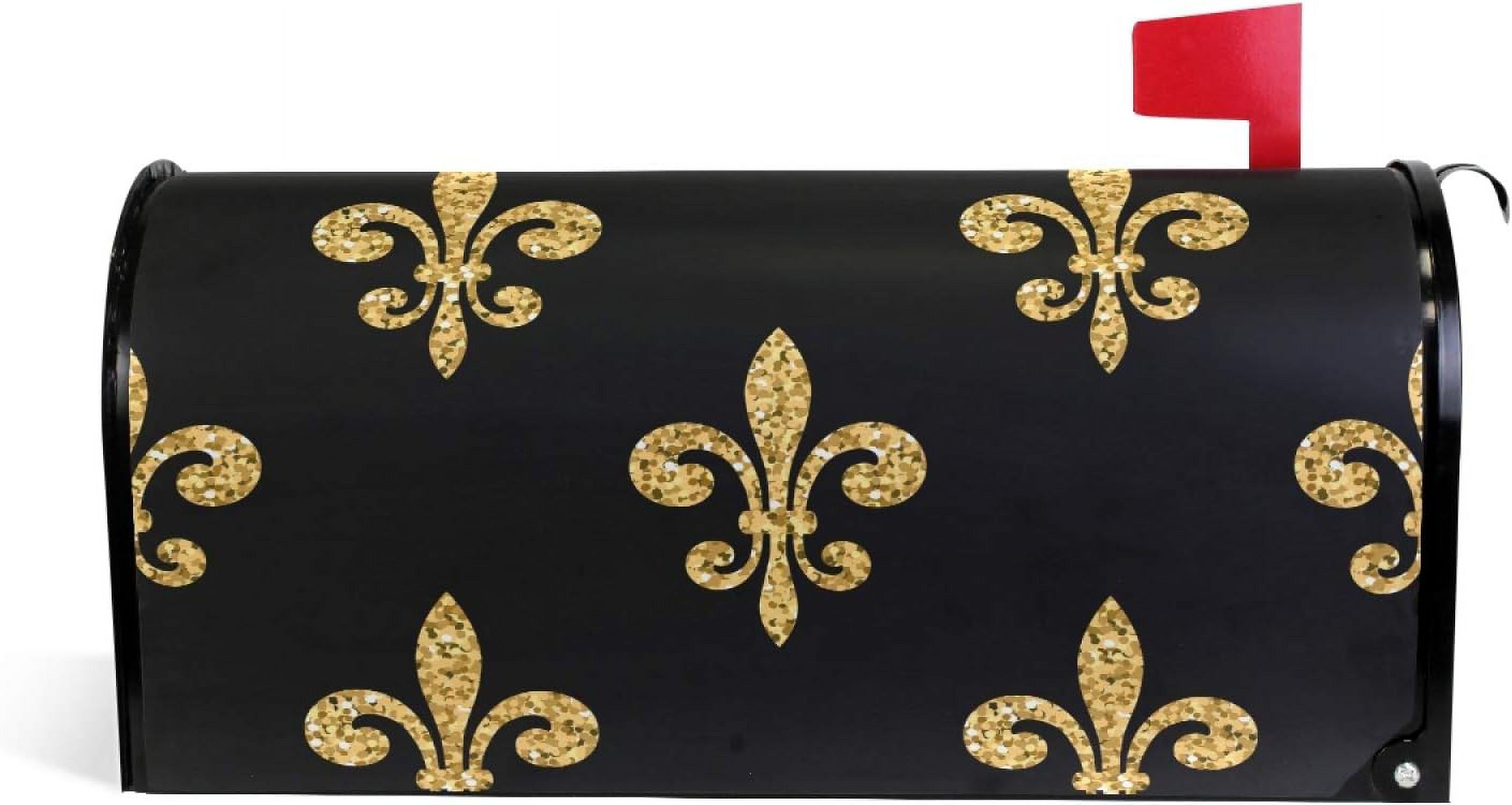 GZHJMY Gold Glitter Fleur-De-Lis Magnetic Mailbox Cover Letter Post Box ...