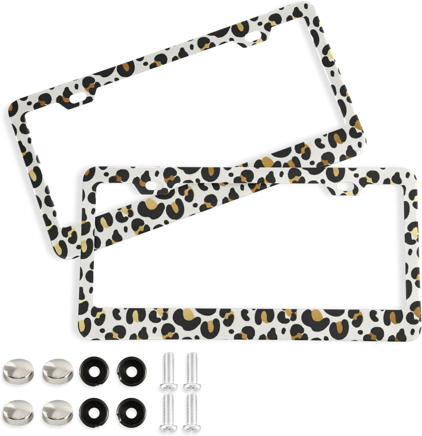 GZHJMY Gold Leopard Print Cheetah Animal License Plate Frames for Women ...