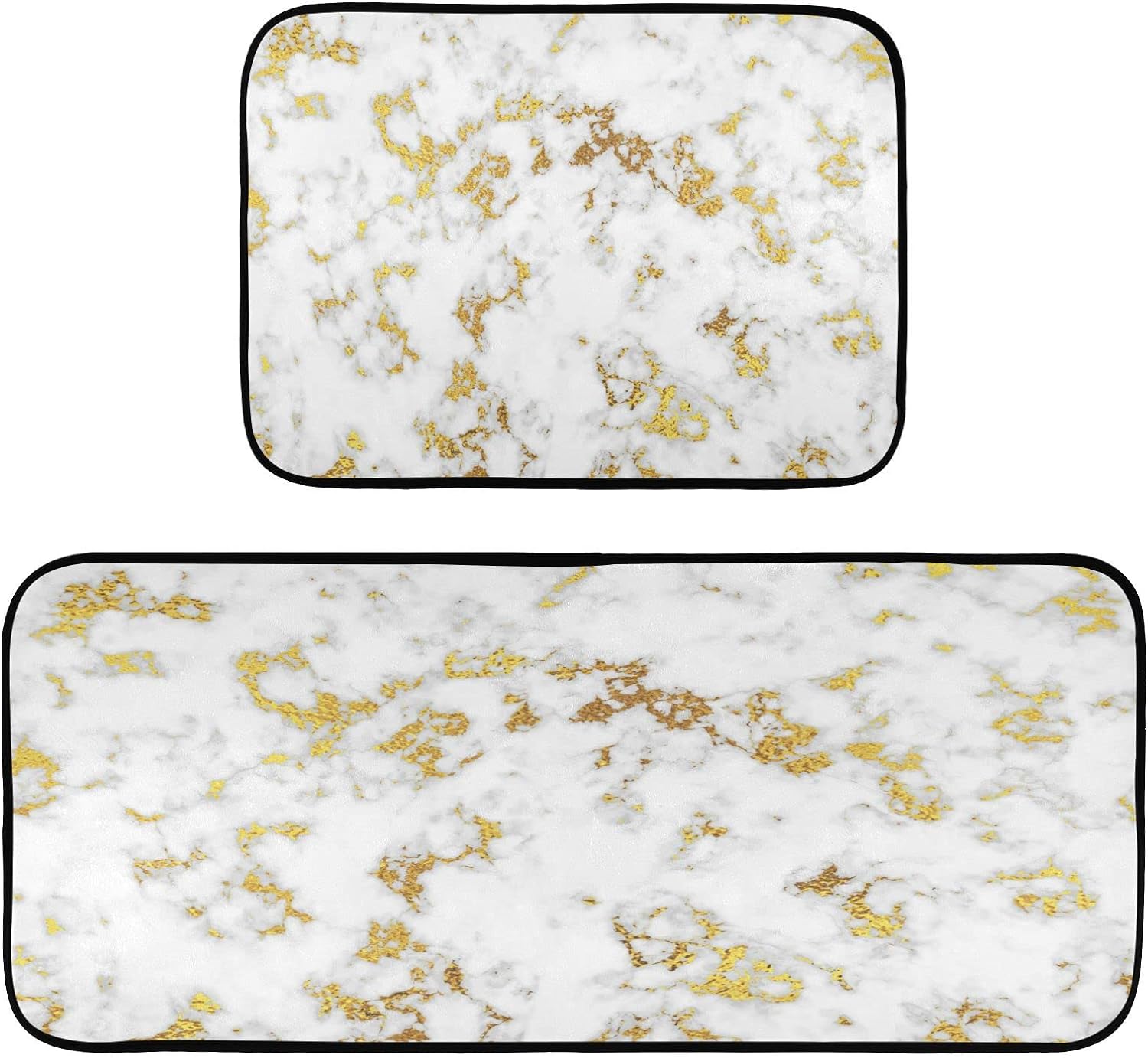 GZHJMY Gold Marble Anti Fatigue Mats for Kitchen Floor,Set of 2 Non ...