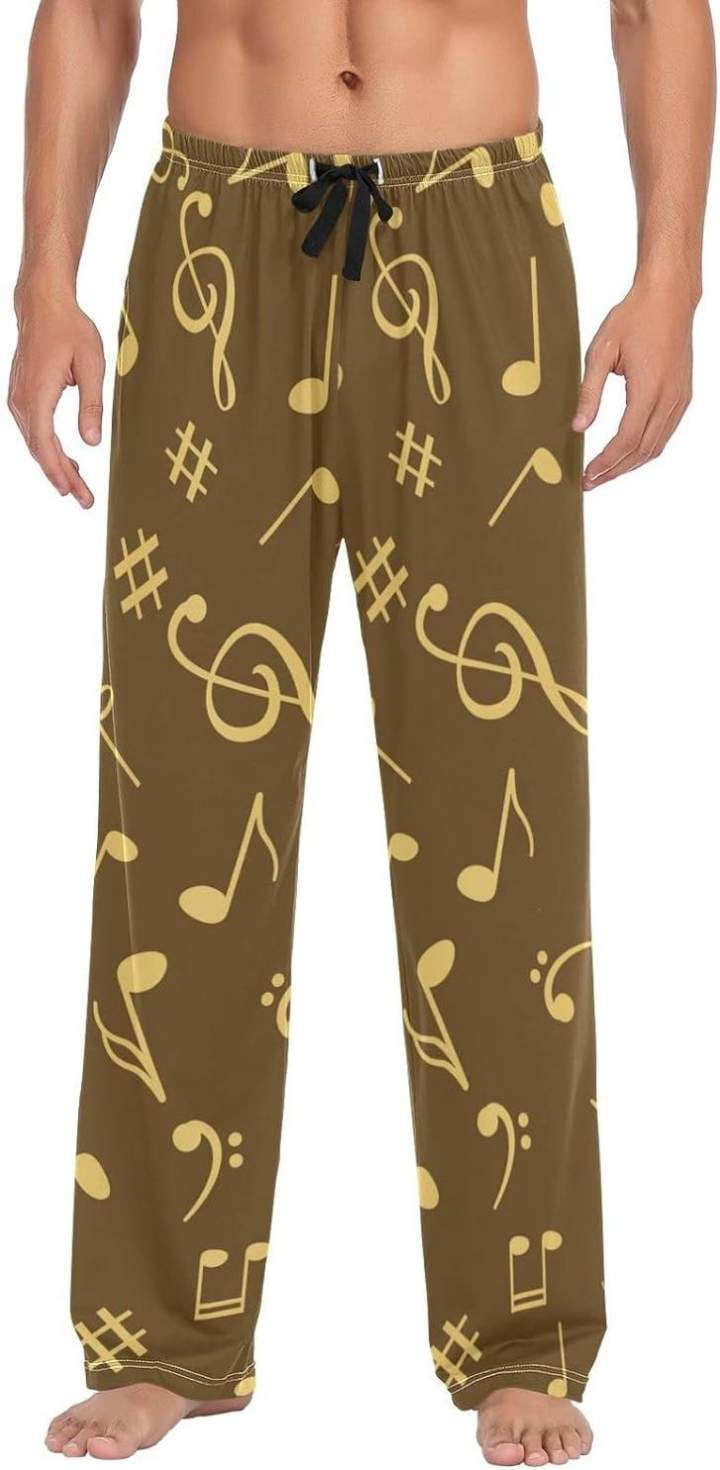 GZHJMY Golden Music Notes Pajama Pants For Men, Men's Separate Bottoms ...