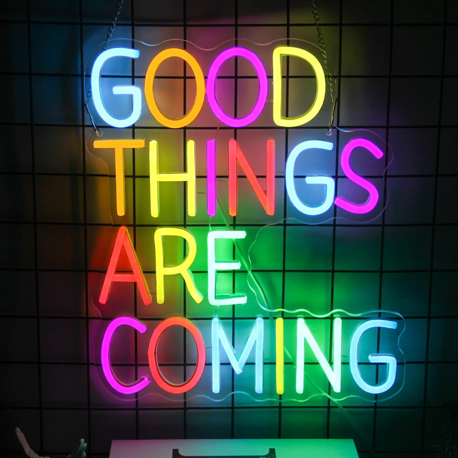 GZHJMY Good Things Are Coming Neon Sign Colorful Letters Neon Lights ...