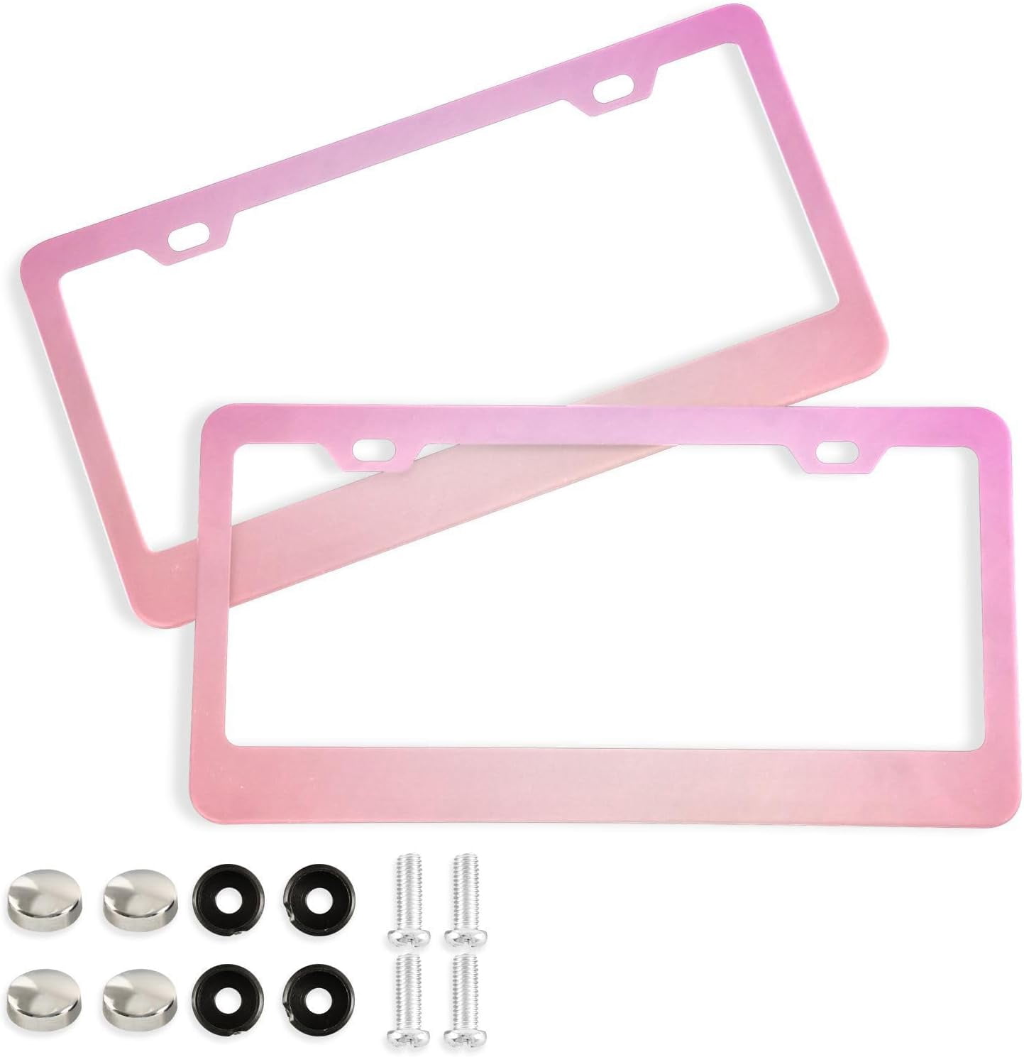 GZHJMY Gradient Pink Car License Plate Frame, 2 Pack Aluminum License ...