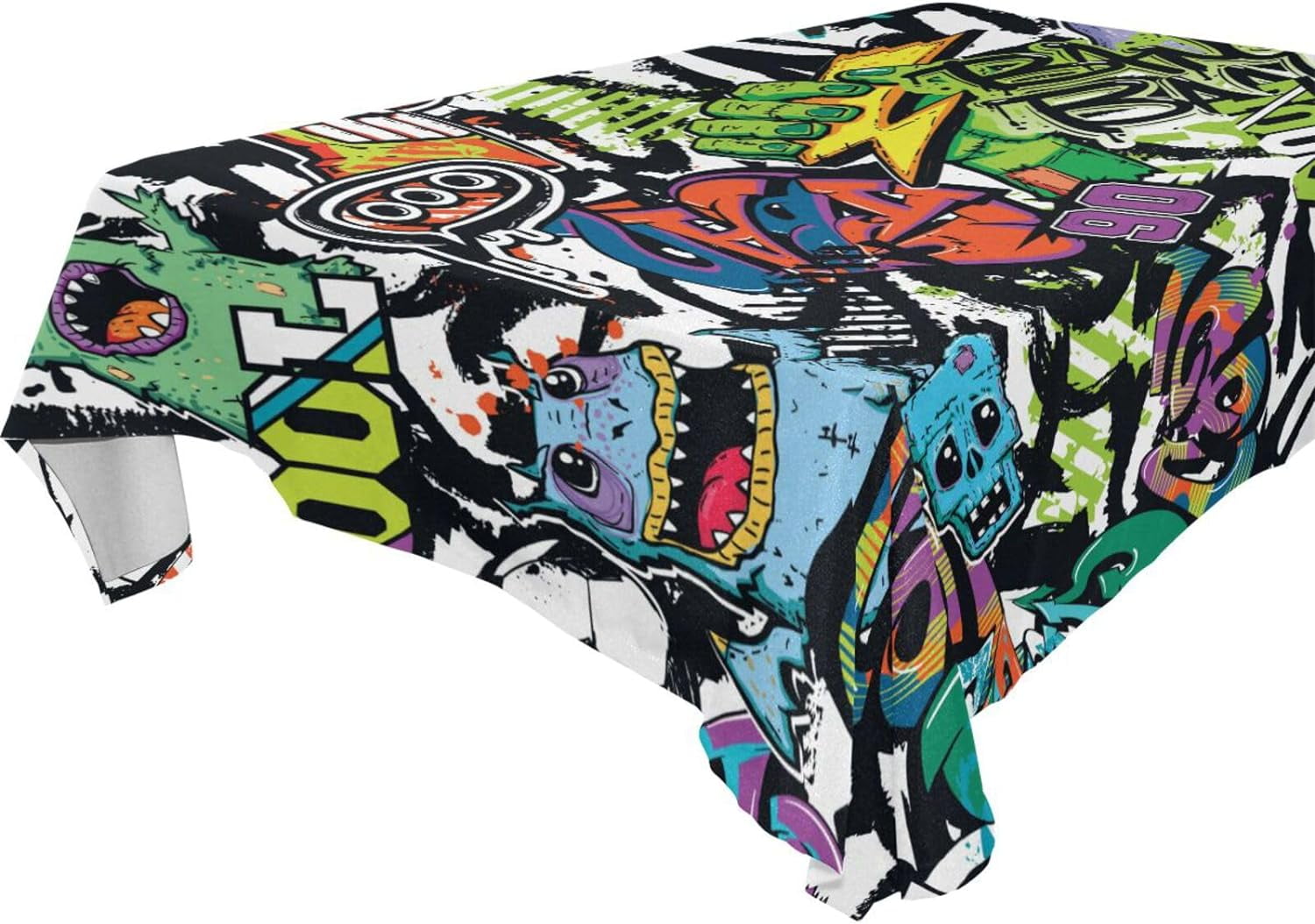 GZHJMY Graffiti Square Tablecloth, Waterproof Stain Wrinkle Resistant ...