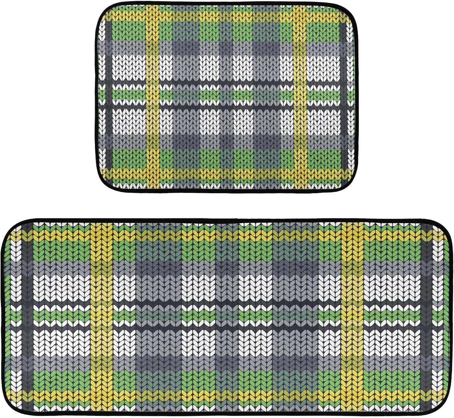 GZHJMY Green Knitting Lattice Anti Fatigue Kitchen Mat Set of 2 Non ...
