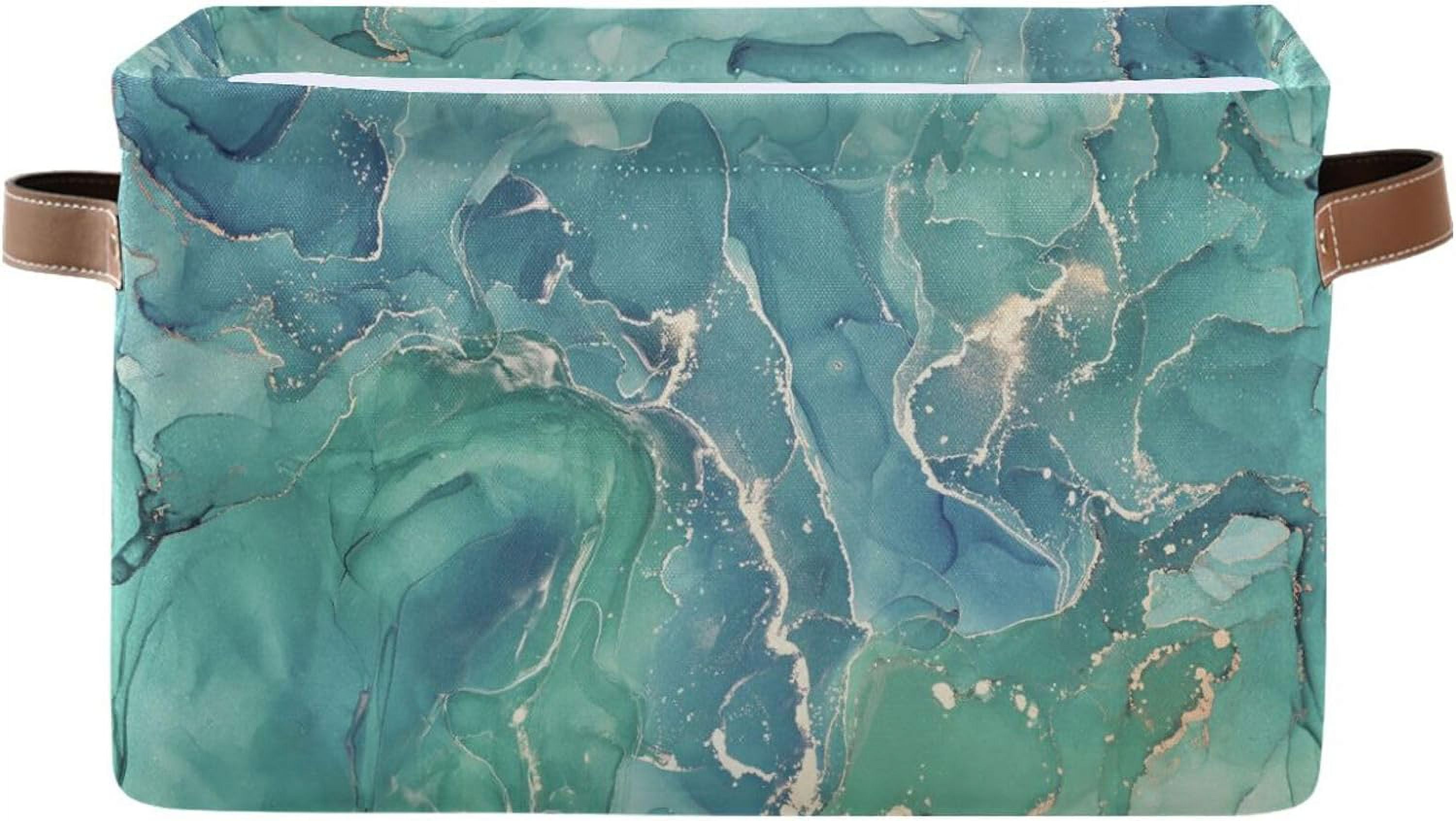 GZHJMY Green Marble Texture Large Square Storage Basket Bin with ...