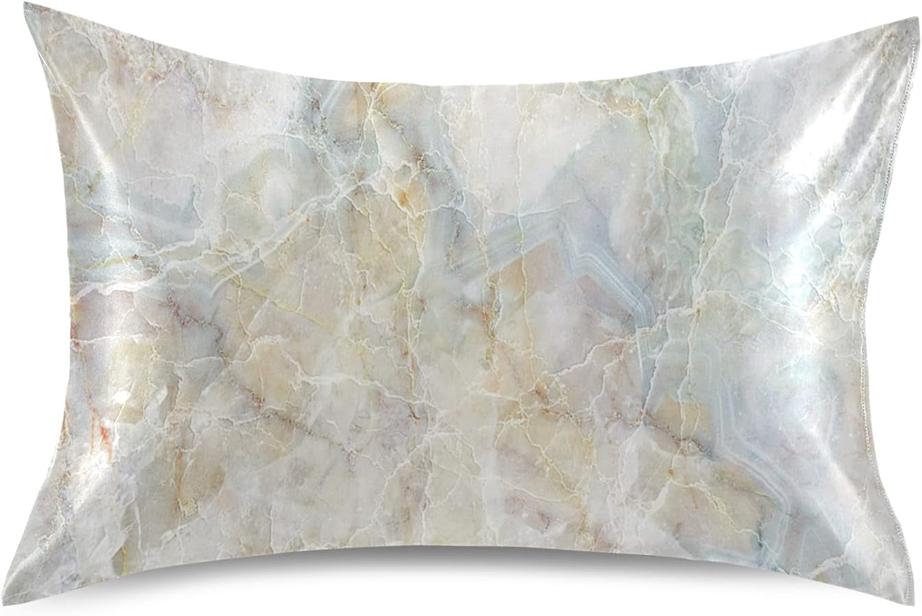 GZHJMY Green Marble Texture Pillowcase Soft Breathable Satin Throw ...