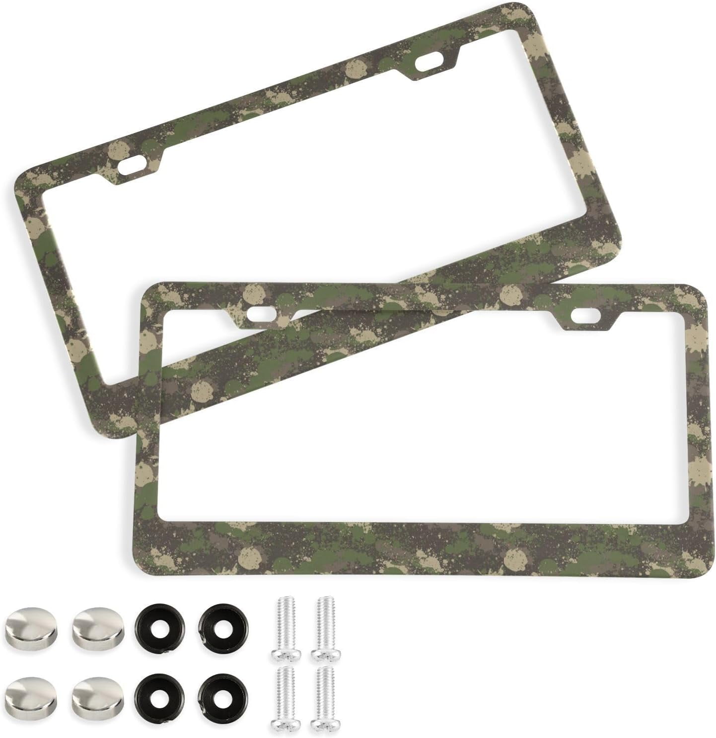 GZHJMY Green Splash Camouflage Camo License Plate Frames for Women Men ...