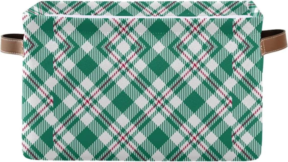 GZHJMY Green White Buffalo Plaid Storage Basket, Collapsible Toy ...