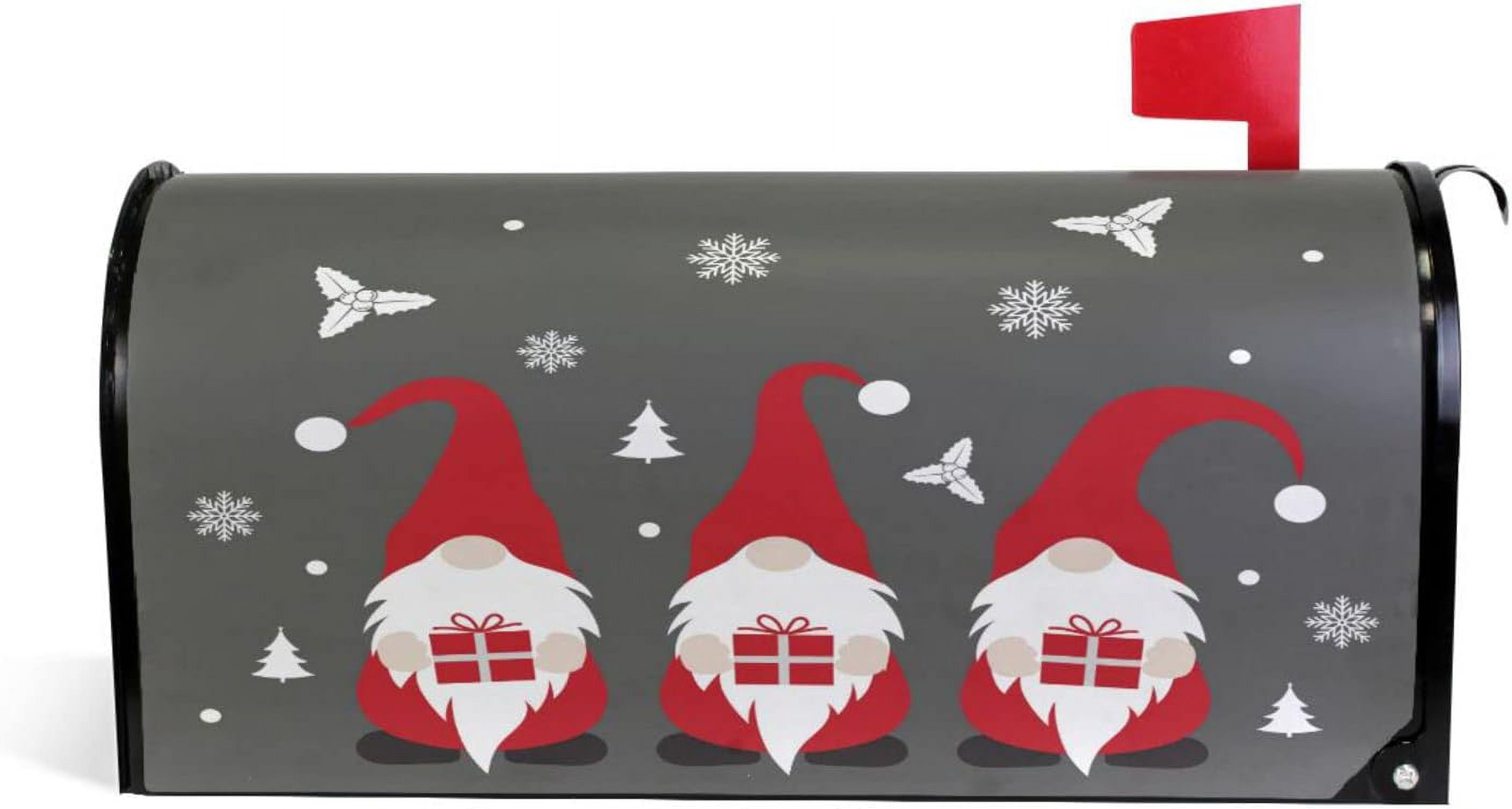 GZHJMY Grey Christmas Gnomes Snowflakes Magnetic Mailbox Cover Large ...