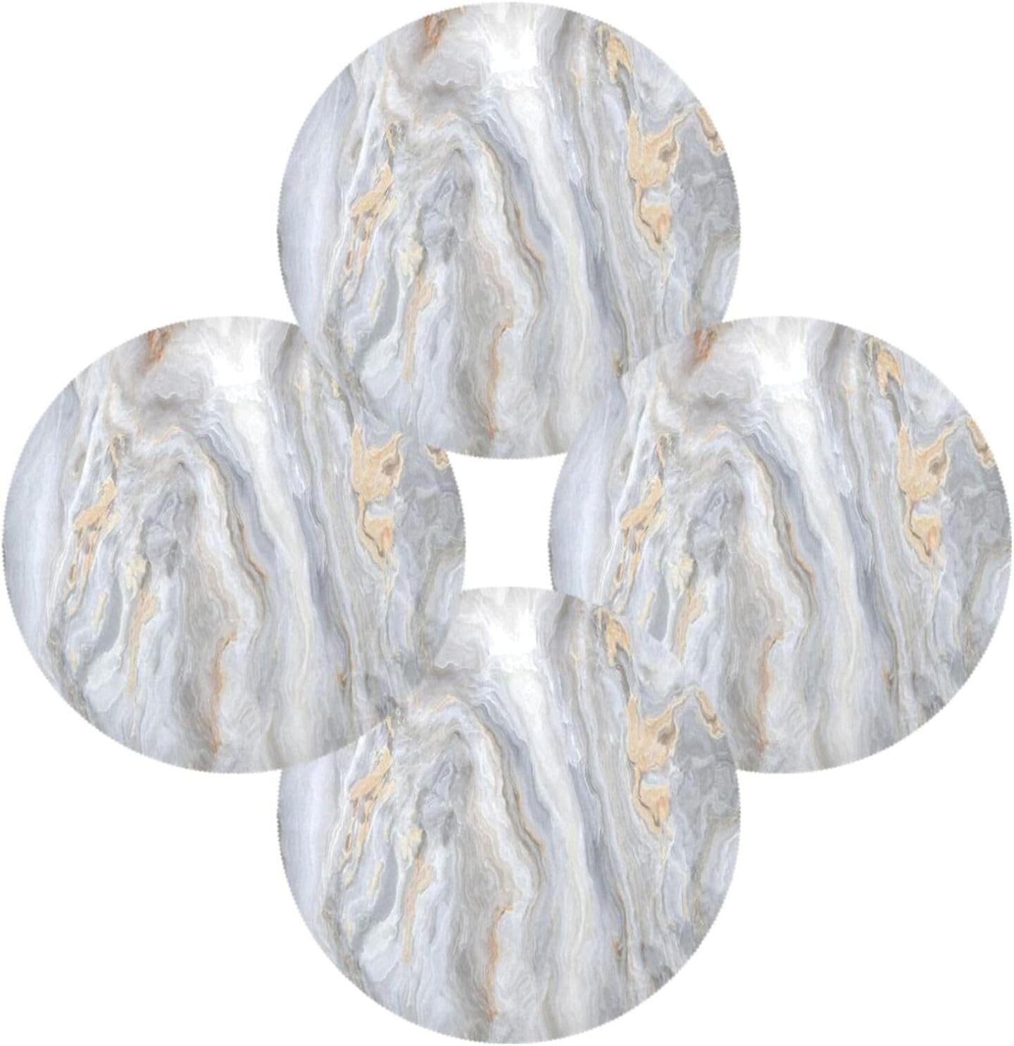 GZHJMY Grey Marble Round Placemats, 4 Pack Table Mats for Kitchen ...