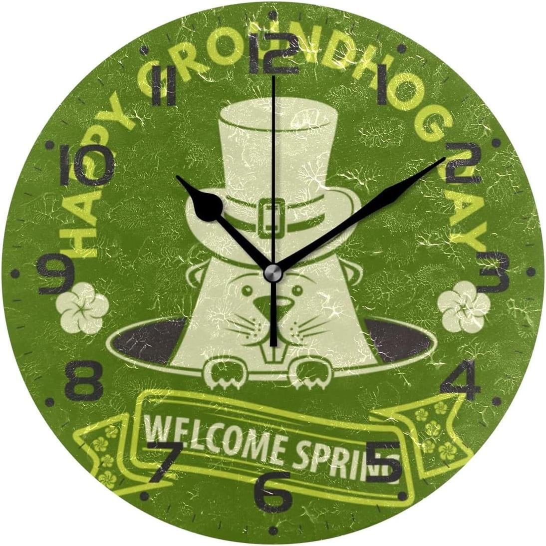 GZHJMY Groundhog Day Wall Clock, 10" Silent Non Ticking Round Clock ...