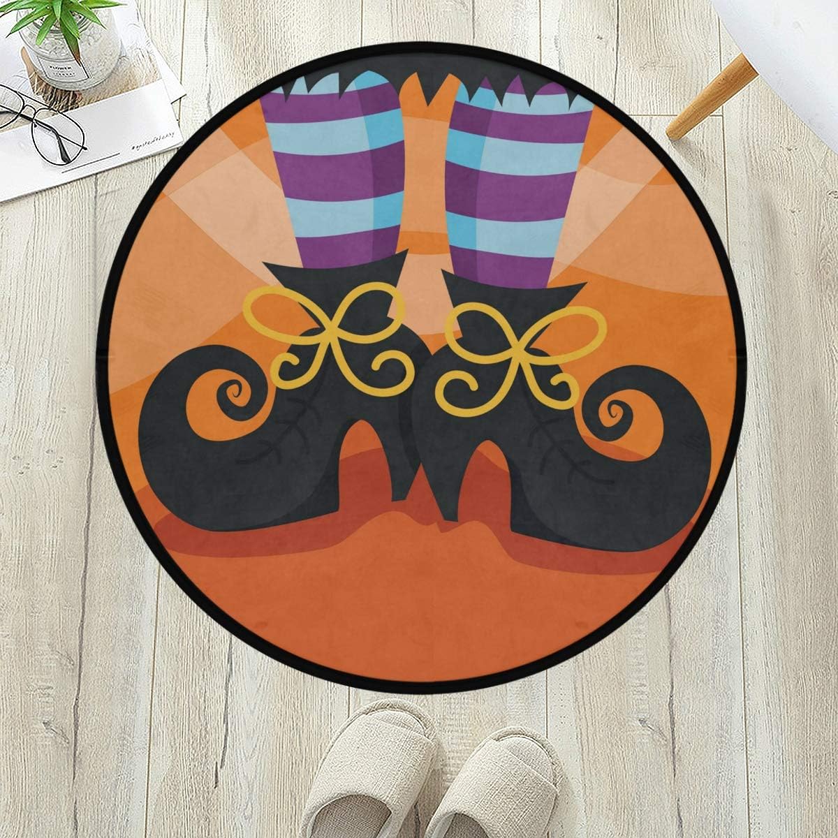GZHJMY Halloween Anti Fatigue Round Area Rug, Witch's Boots Non Slip ...