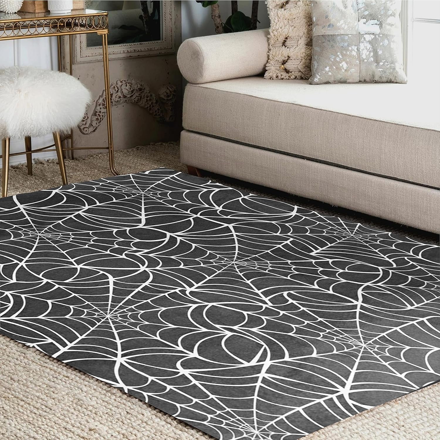 GZHJMY Halloween Cartoon Spider Web Area Rug Living Room Rugs - 5'3" x4 ...