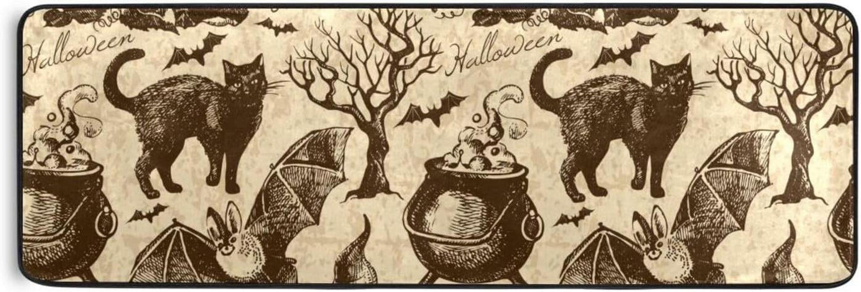 GZHJMY Halloween Cowboy Style Batcat Runner Rug 72"x24",Non-Slip Anti ...