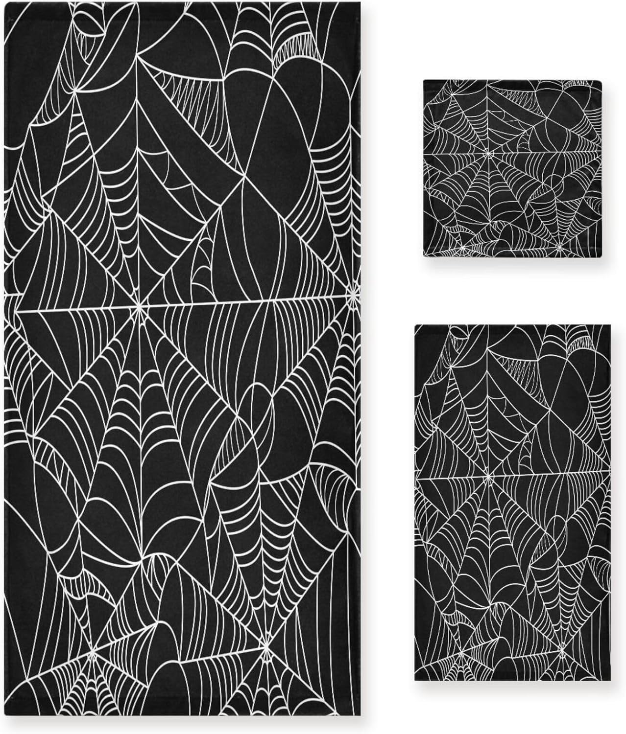 GZHJMY Halloween Decorative Towel Set, Spider Web Print, 3-Piece Set ...