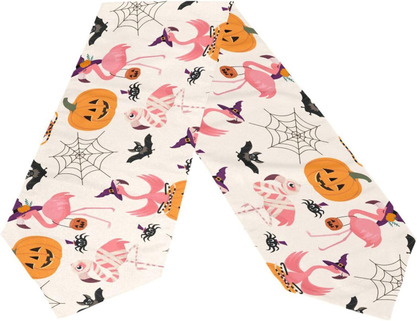 GZHJMY Halloween Flamingo Pumpkin Spider Bat Table Runner Witch Hat ...