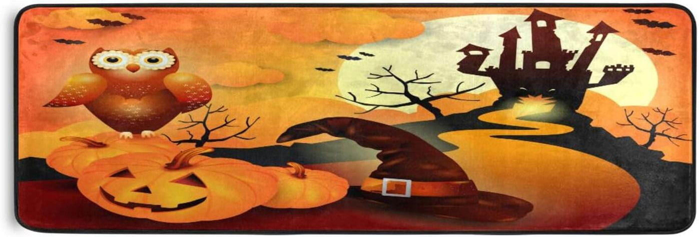 GZHJMY Halloween Owl and Pumpkin Runner Rug 72"x24",Non-Slip Anti ...