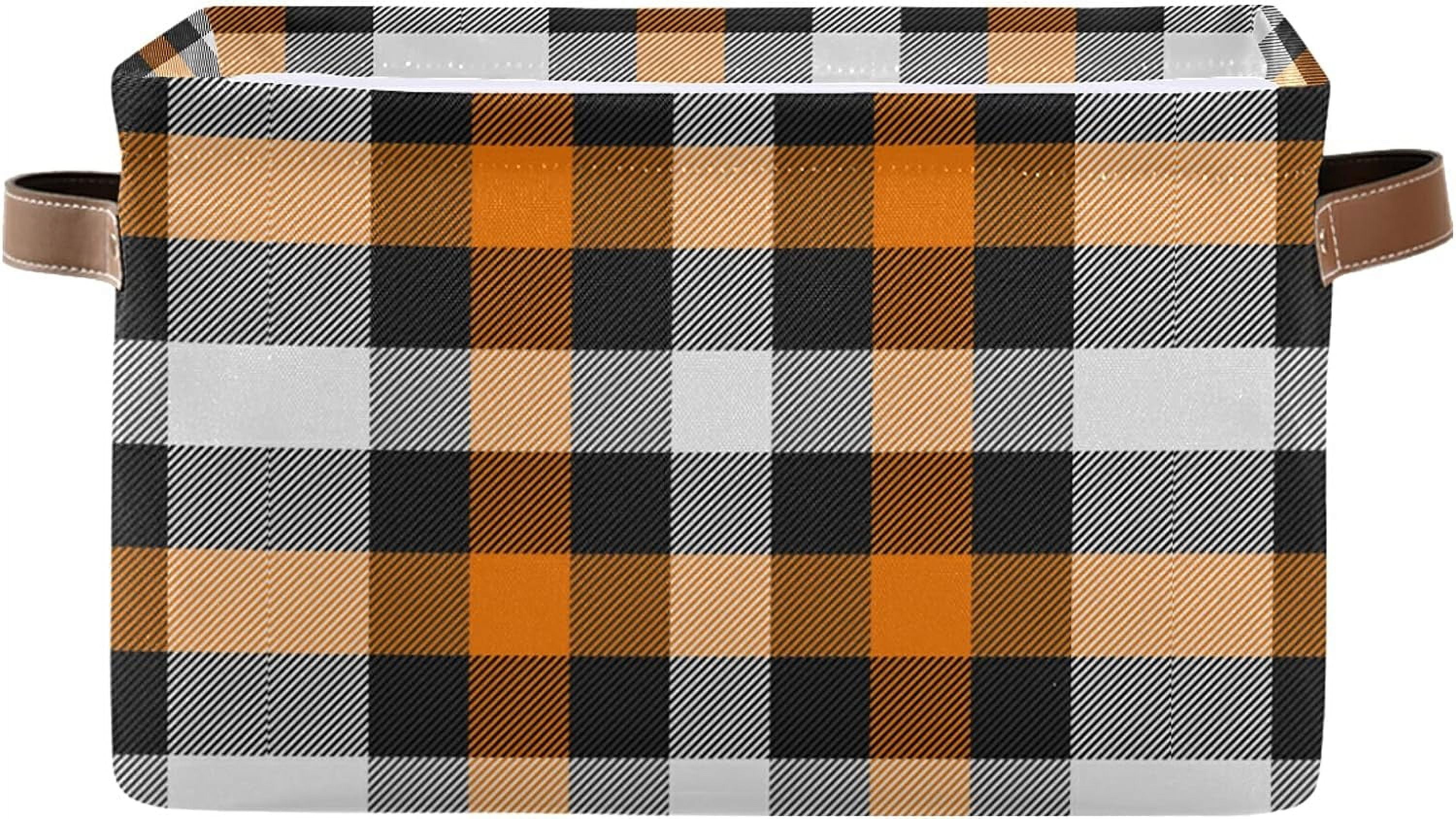 GZHJMY Halloween Plaid Storage Bins Collapsible with Handle, 2PCS Rectangle Waterproof Baskets ...