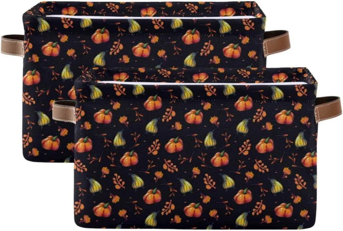 GZHJMY Halloween Pumpkin Rectangular Storage Bins, 2 PCS Collapsible ...