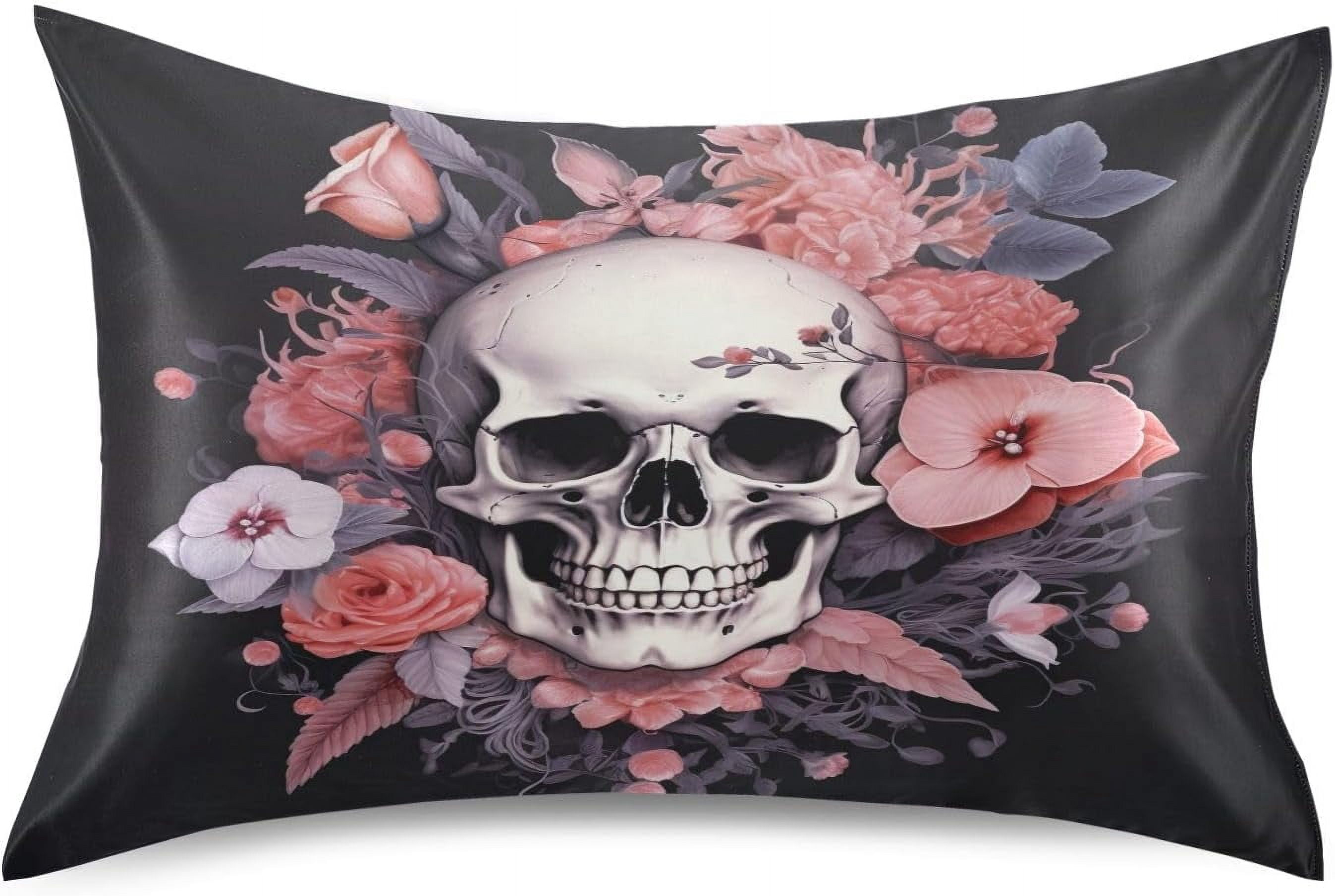 GZHJMY Halloween Skull Satin Pillowcase for Hair and Skin, Soft and ...
