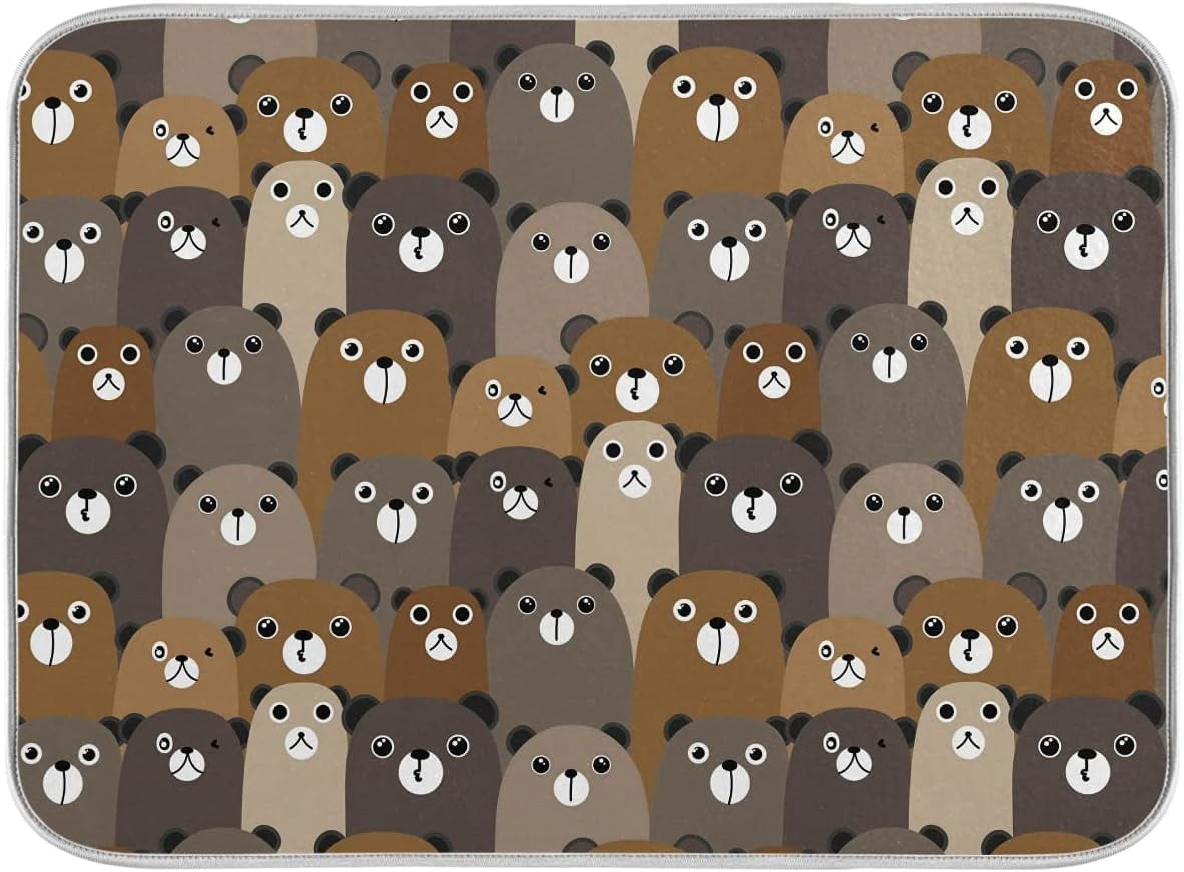 GZHJMY Hand Drawn Bears Pattern 16 x 18 Inches Absorbent Dish Drying ...