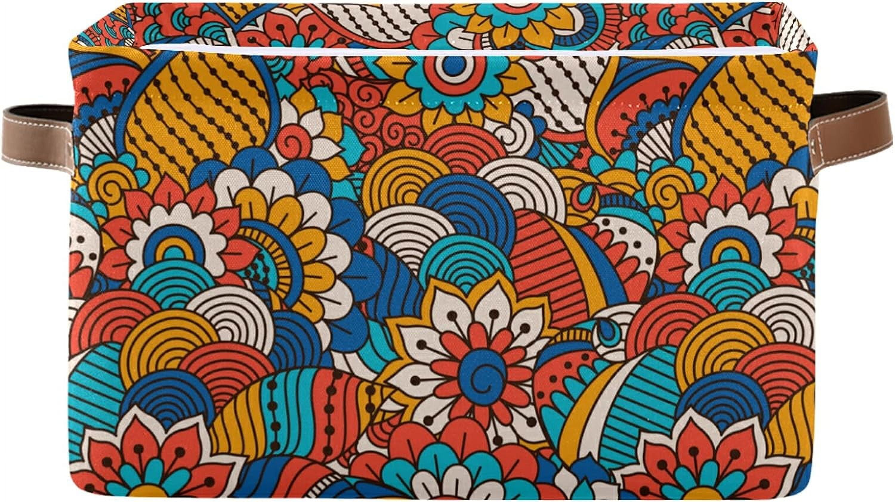 GZHJMY Hand Drawn Boho Storage Bin Collapsible with Handle, 1PCS ...