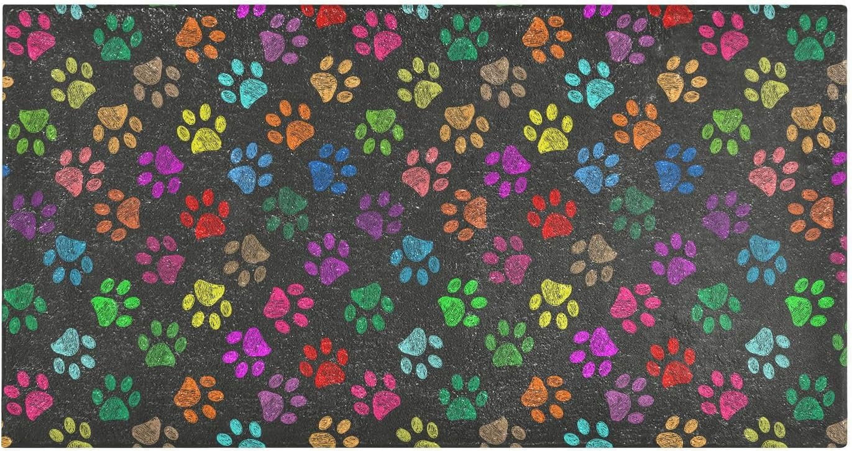 GZHJMY Hand Drawn Colorful Paw Prints Bathroom Rugs Floor Mats Non-Slip ...