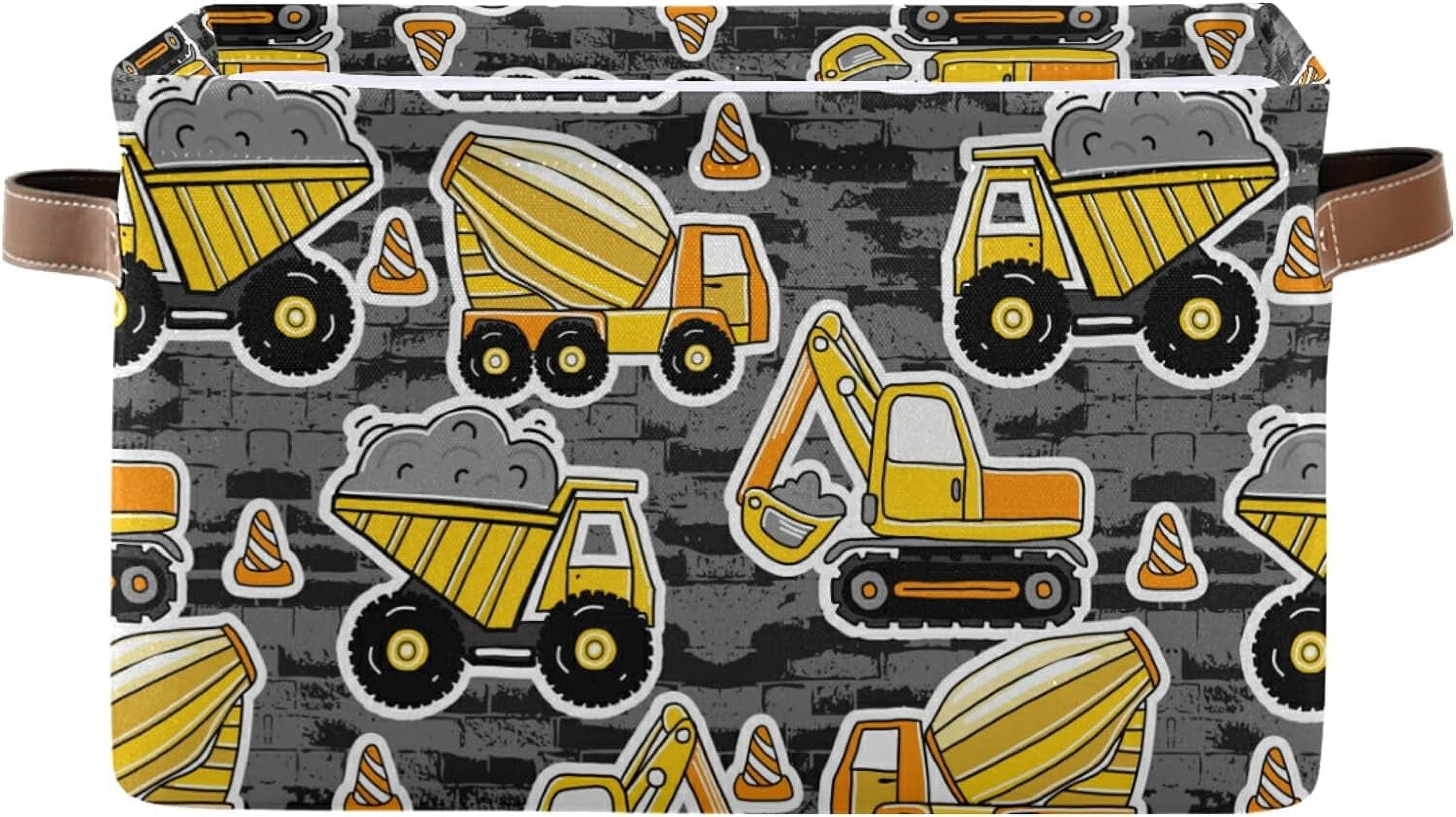 GZHJMY Hand Drawn Construction Machines Decorative Basket Collapsible ...