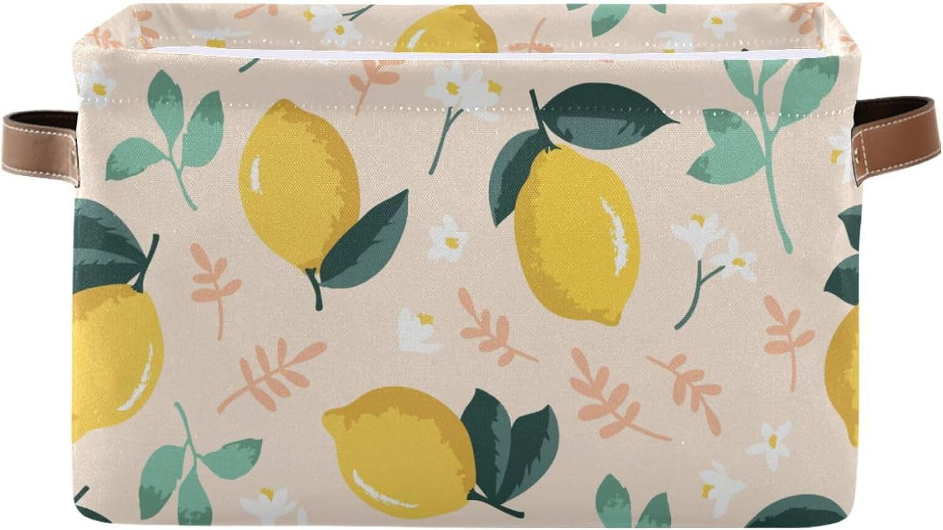 GZHJMY Hand Drawn Watercolor Lemon Storage Basket, Durable Canvas With ...