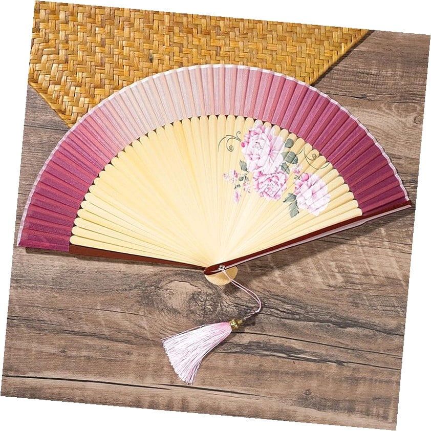 GZHJMY Handheld Silk Fan with 8.66" (22cm) Chinese Style Hand Fan for ...