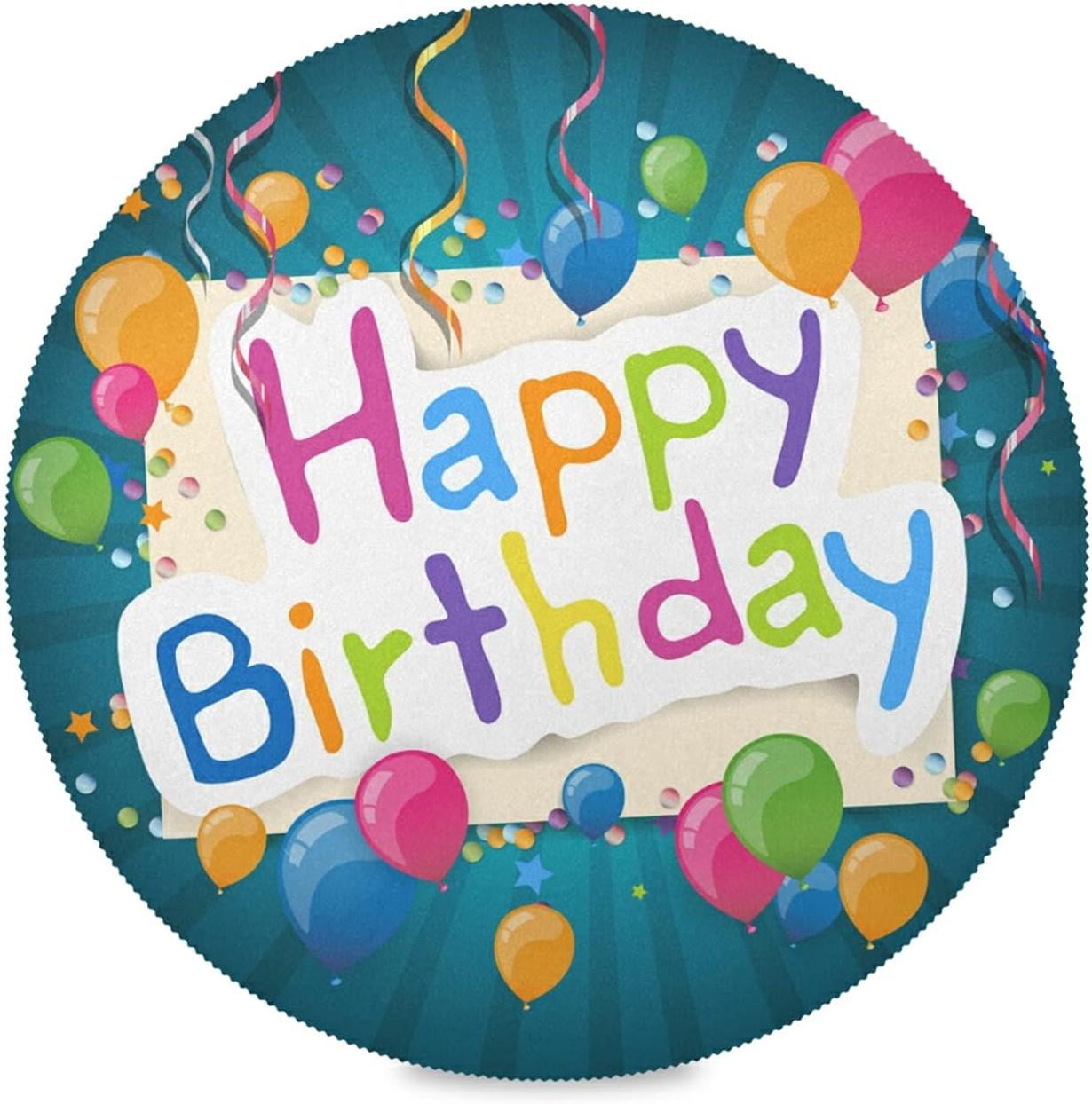 GZHJMY Happy Birthday Placemats,Happy Birthday Balloons Holidays Round ...