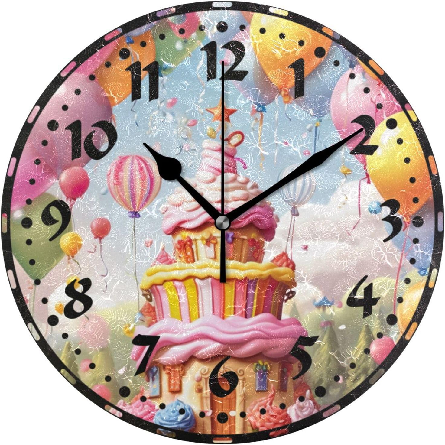 GZHJMY Happy Birthday Wall Clock, PVC Silent Non Ticking 10 Inch ...