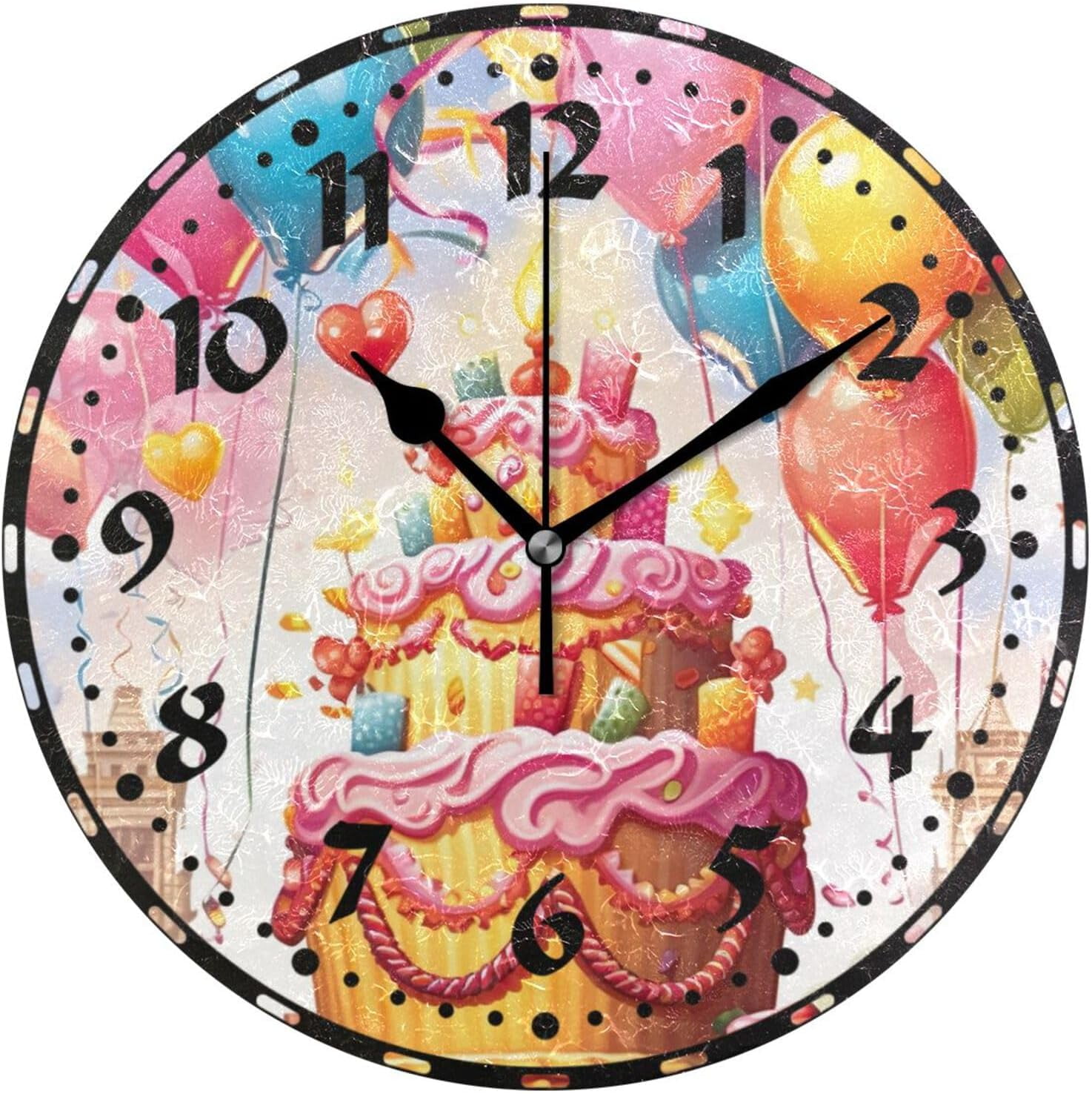 GZHJMY Happy Birthday Wall Clock, Silent Non Ticking 10 Inch Battery ...