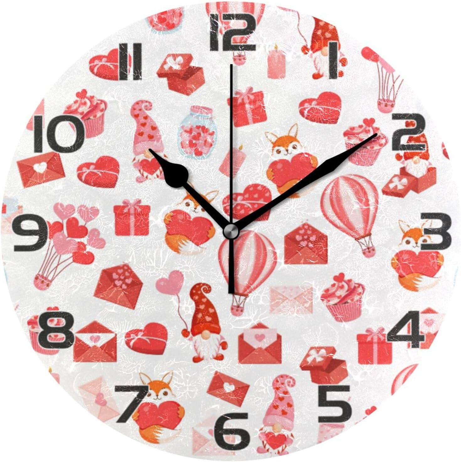 GZHJMY Happy Valentine's Day Wall Clock, Silent Non Ticking Battery ...